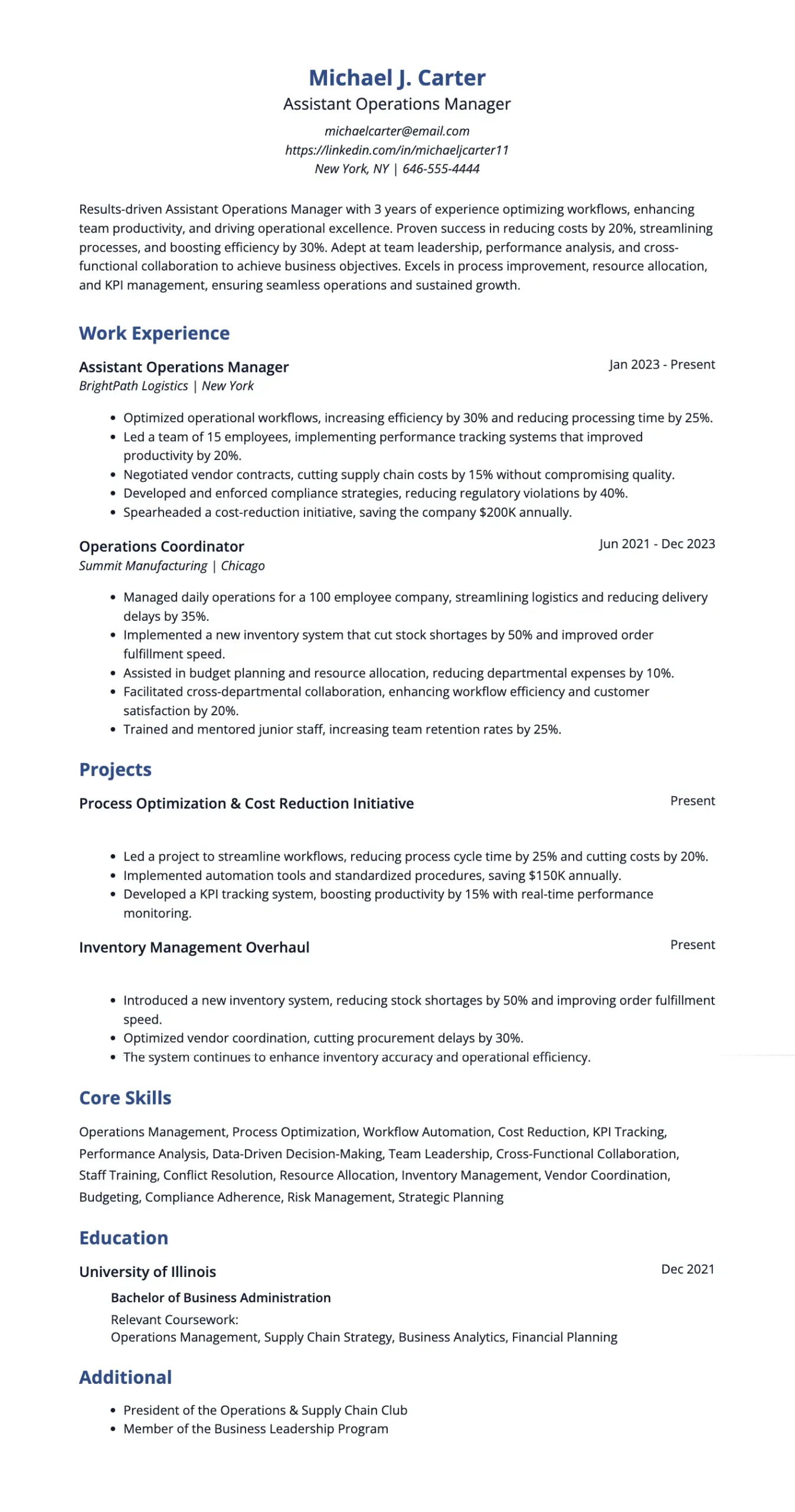 Operations Manager Resume Examples & Expert Tips 2025