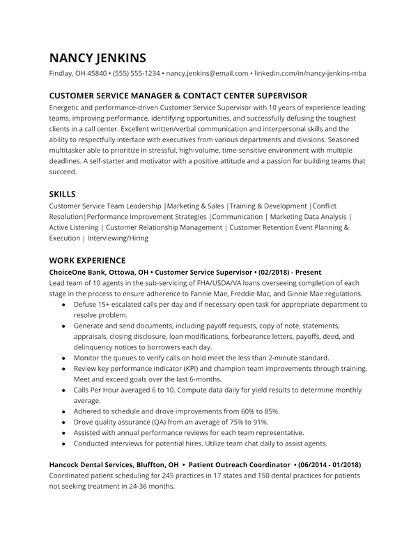 Customer Service Resume Examples Skills And Keywords Jobscan