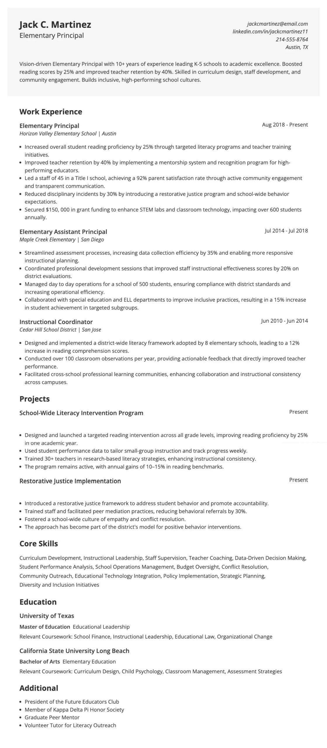 Best Principal Resume Examples & Tips 2025