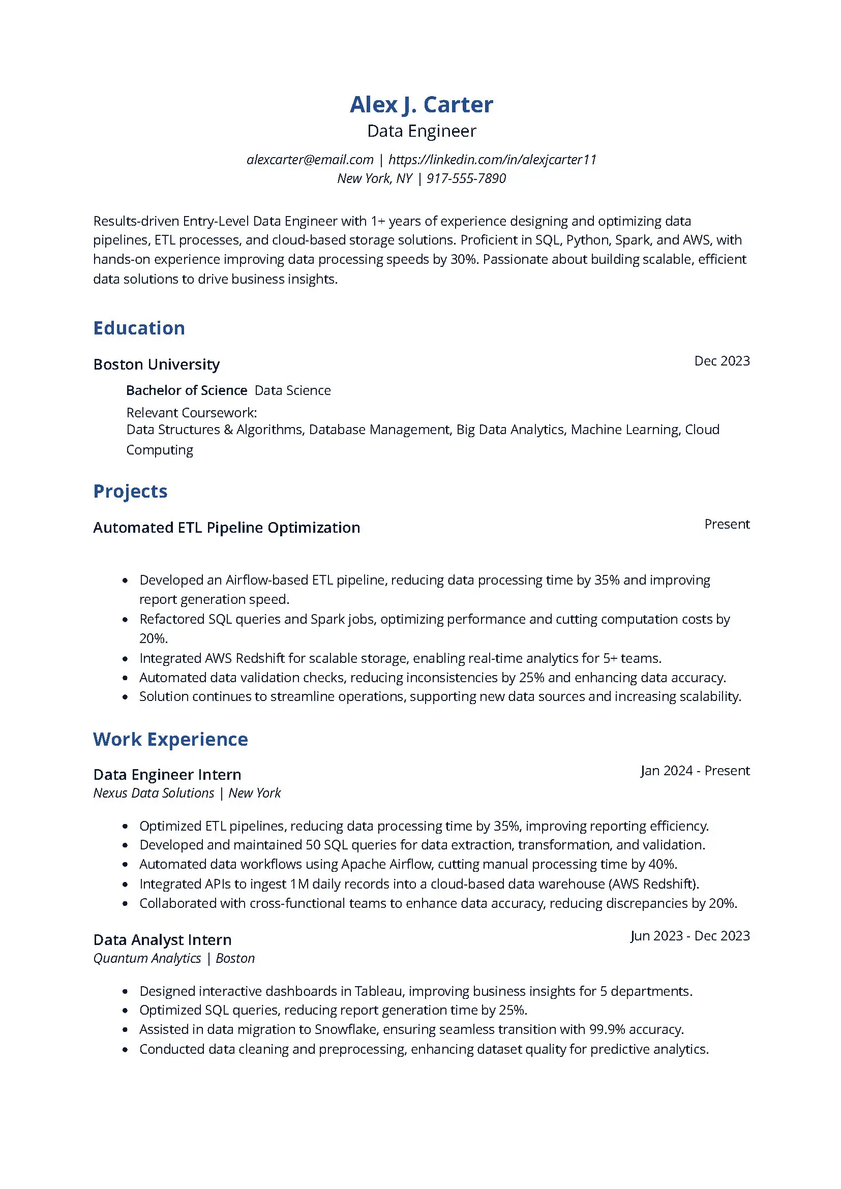 Resume Examples, Keywords, and Tips for Data Engineers