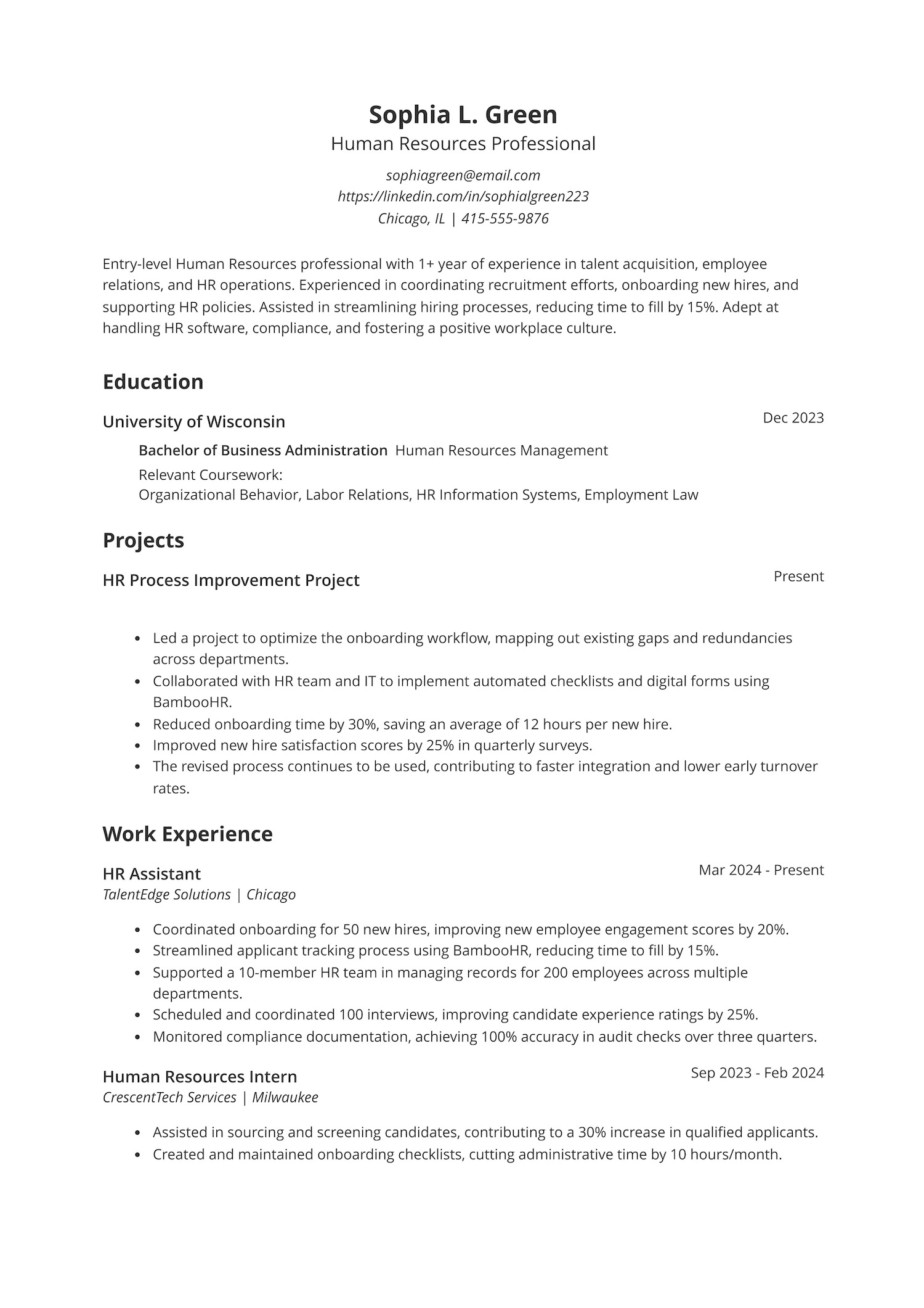 Best Entry-Level Human Resources Resume Examples & Tips 2025