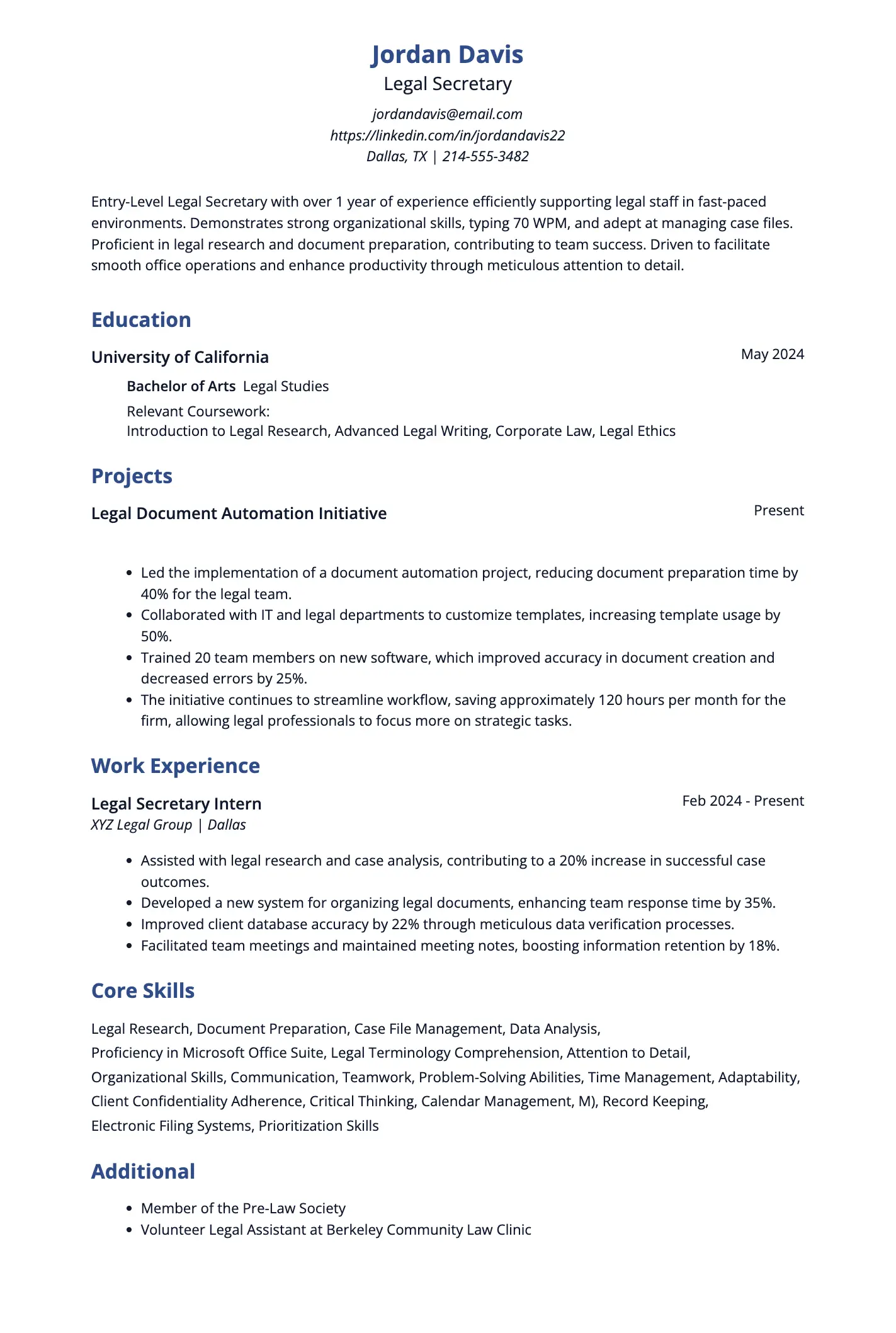 Legal Secretary Resume Examples & Tips for 2025