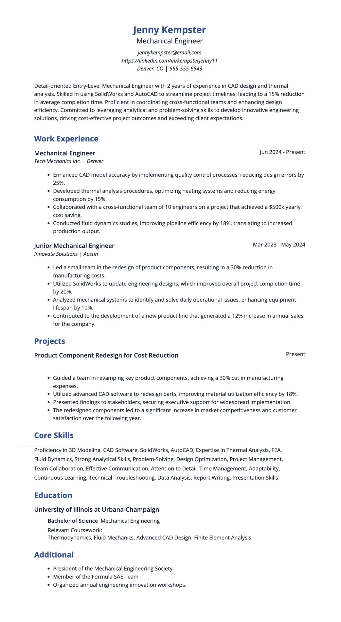 Entry Level Engineering Resume Examples Electrical Engineer Resume: