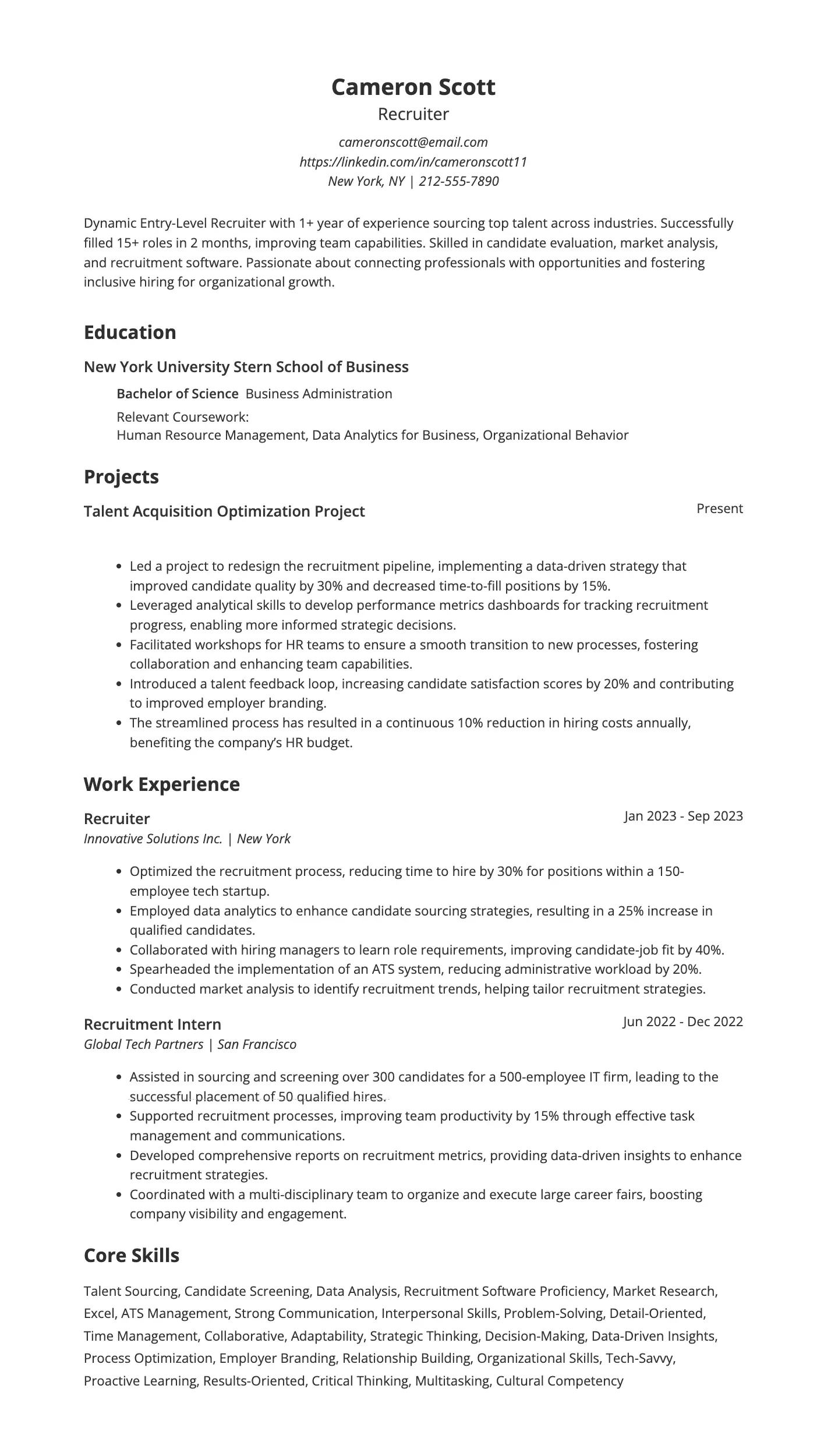 Recruiter Resume Examples & Tips for 2025