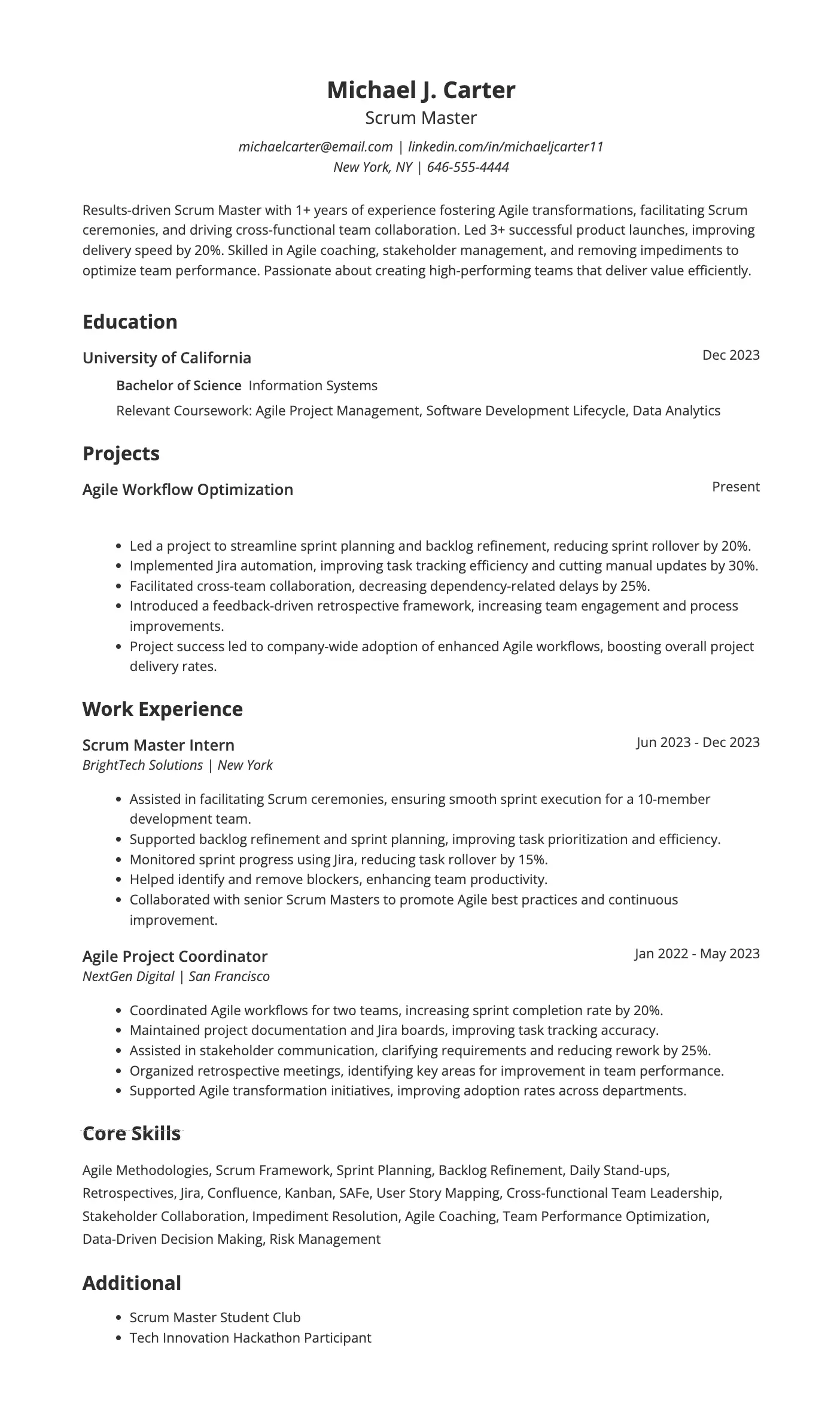 Best Scrum Master Resume Examples & Expert Tips 2025