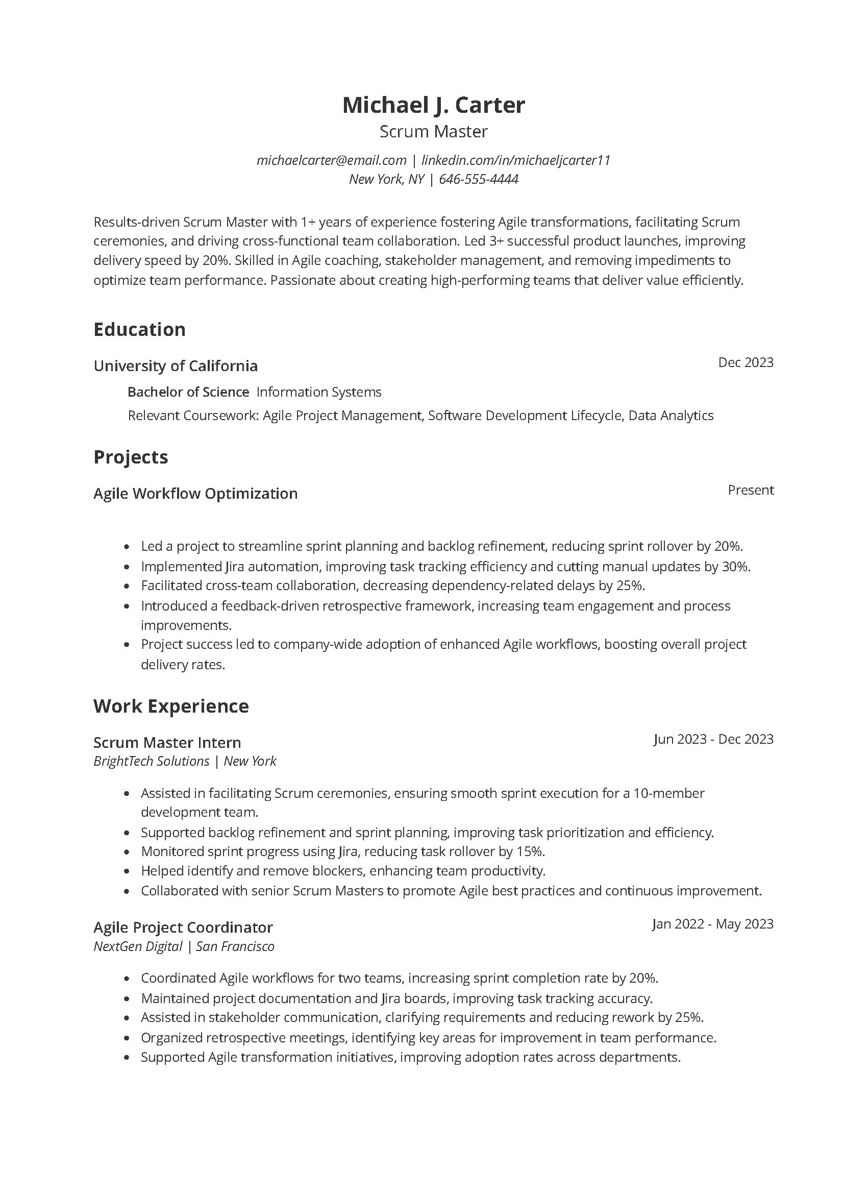 Best Scrum Master Resume Examples & Expert Tips 2025