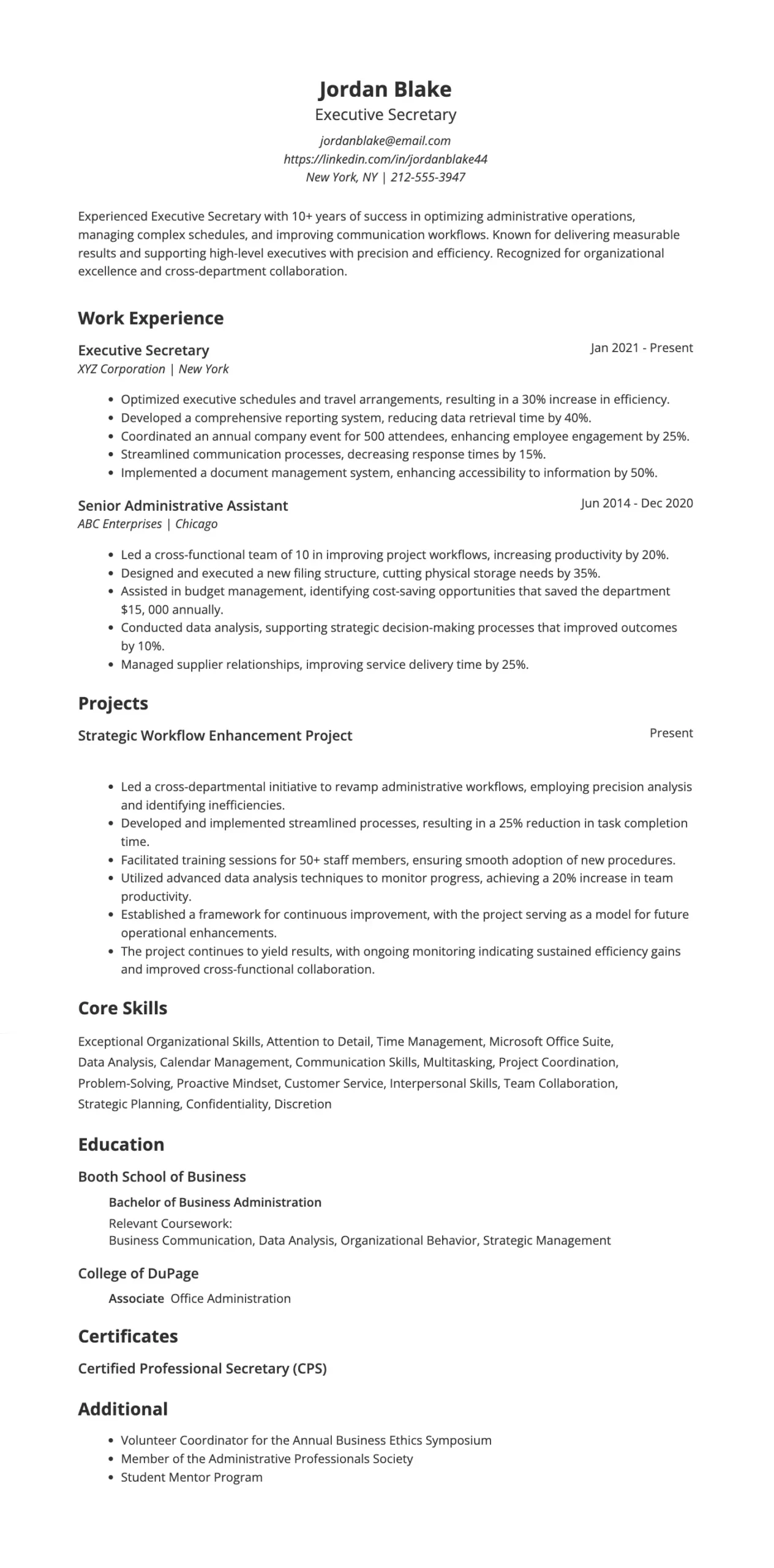 Secretary Resume Examples & Tips for 2025