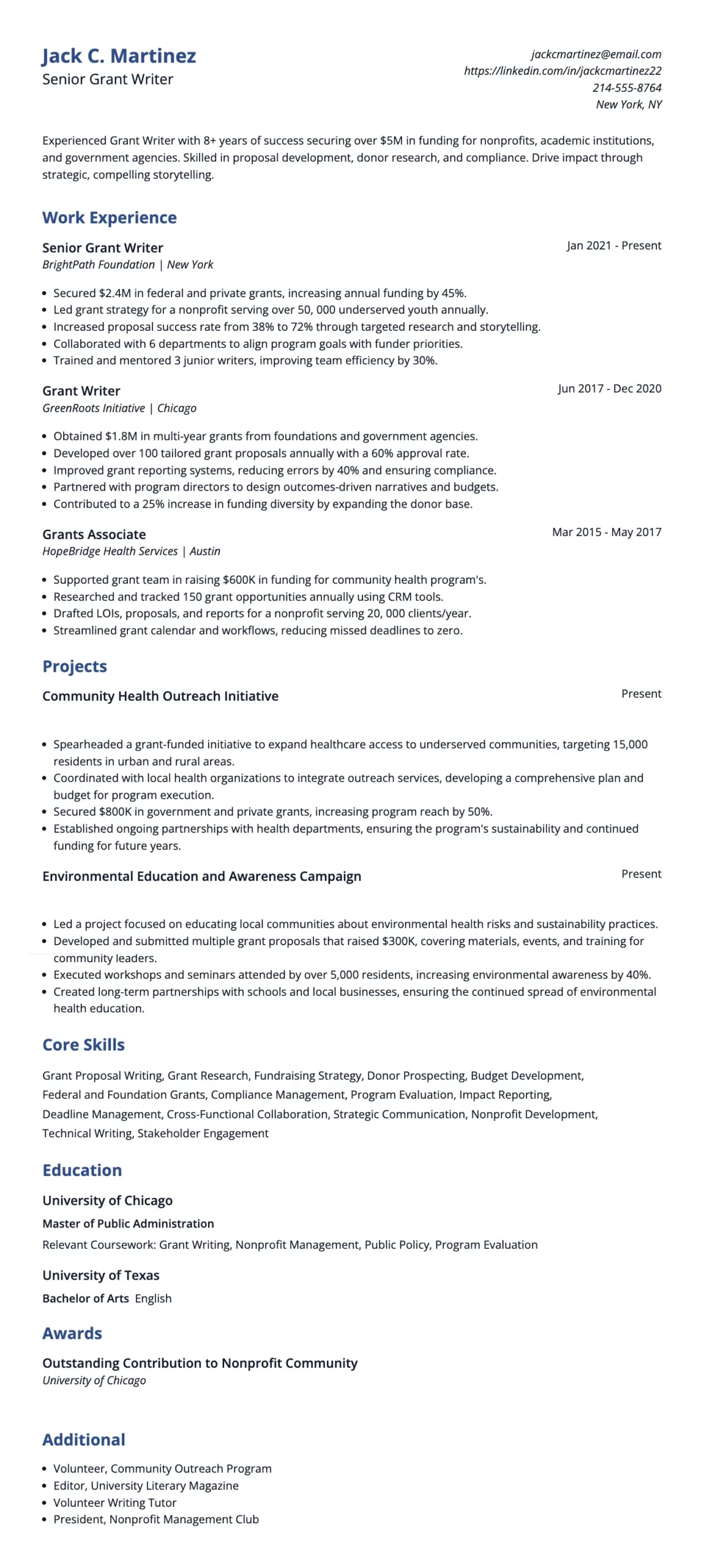 Best Grant Writer Resume Examples & Tips for 2025