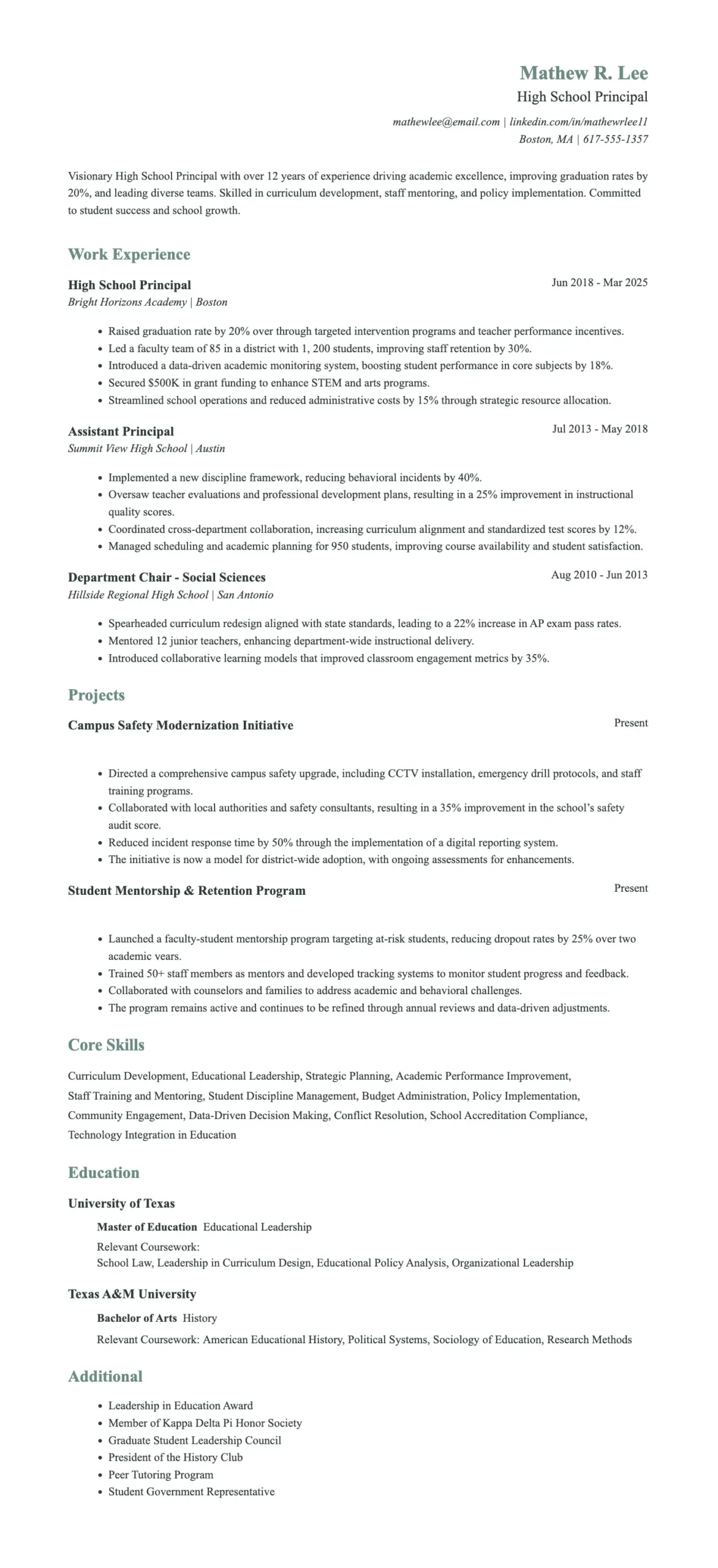 Best Principal Resume Examples & Tips 2025