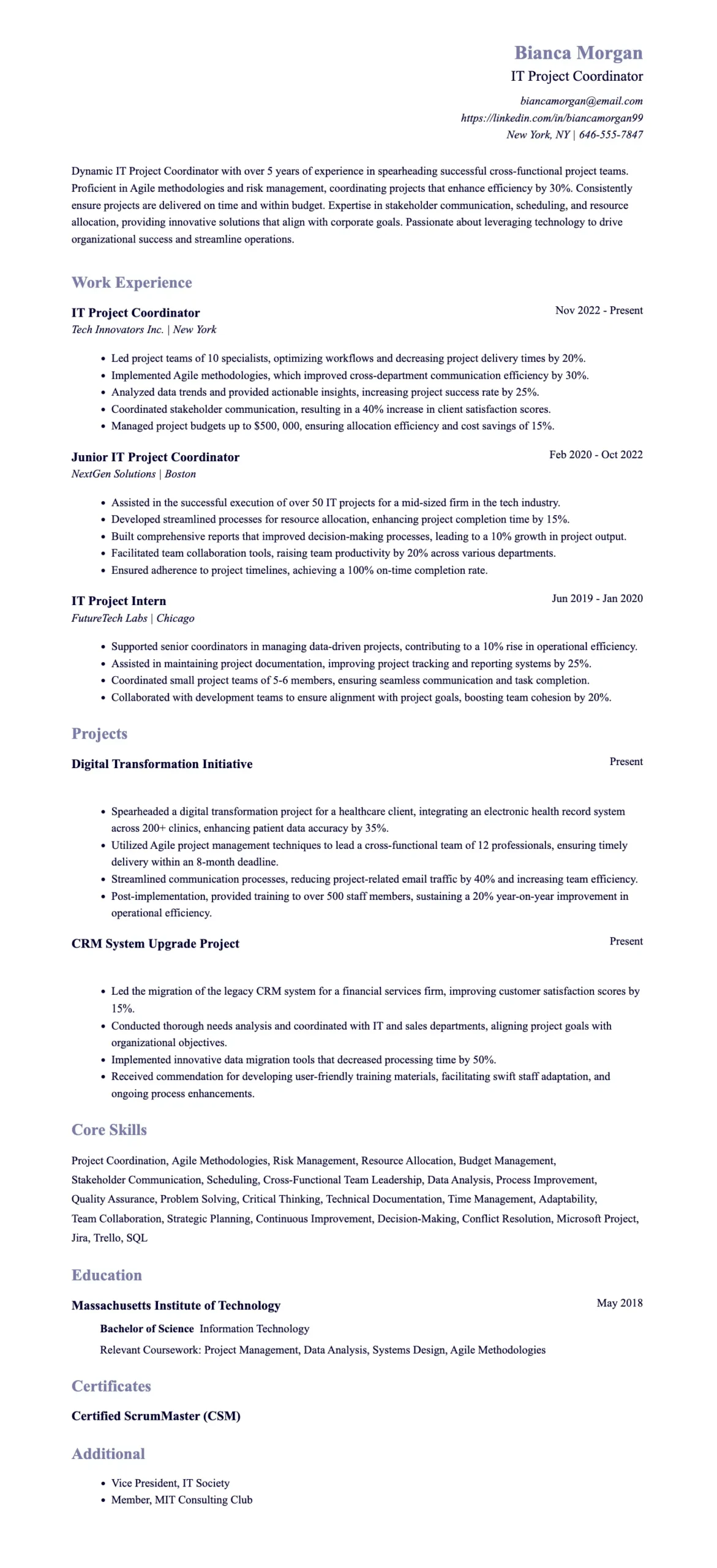 IT Project Manager Resume Examples & Tips for 2025