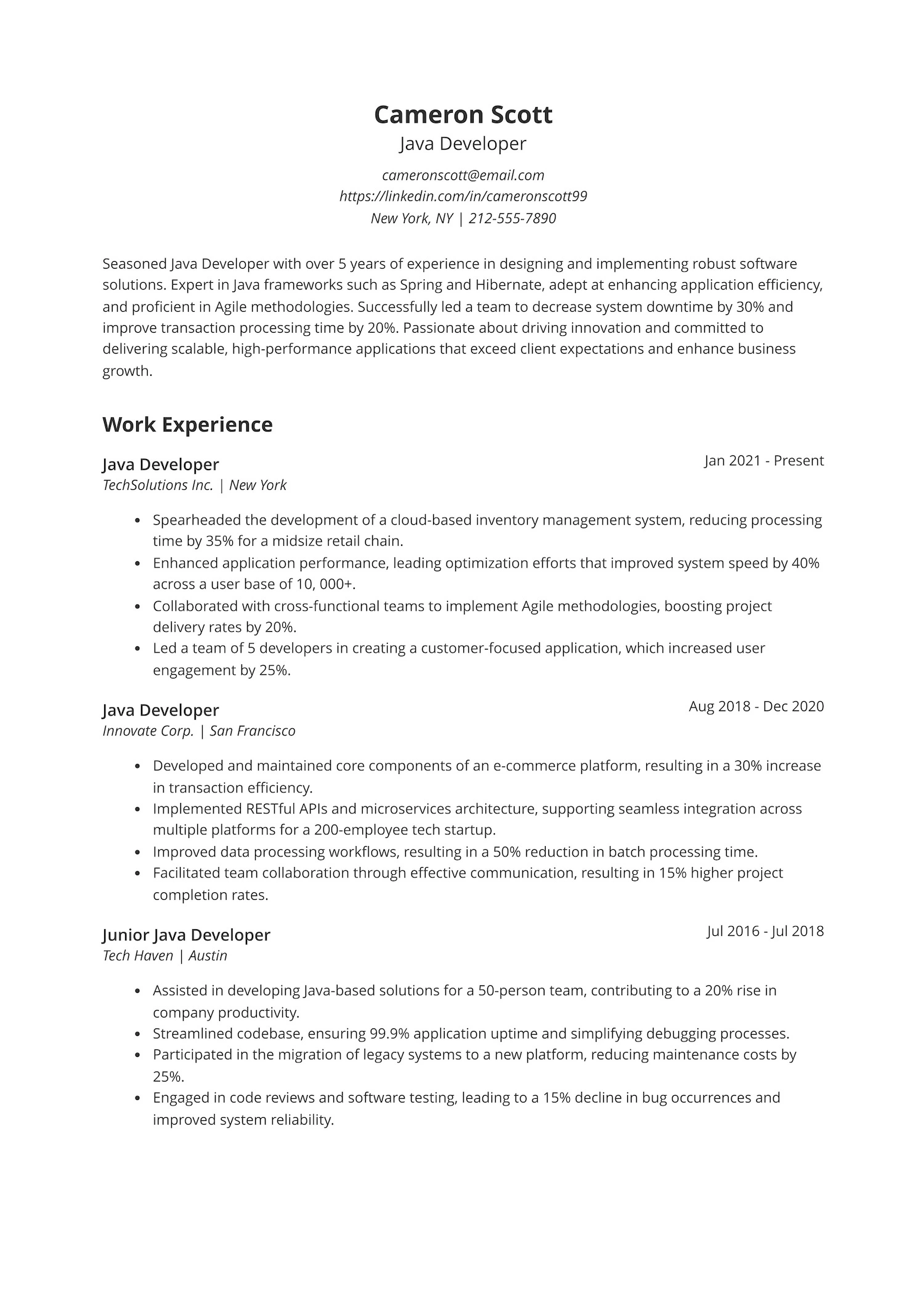 Java Developer Resume Tips & Examples