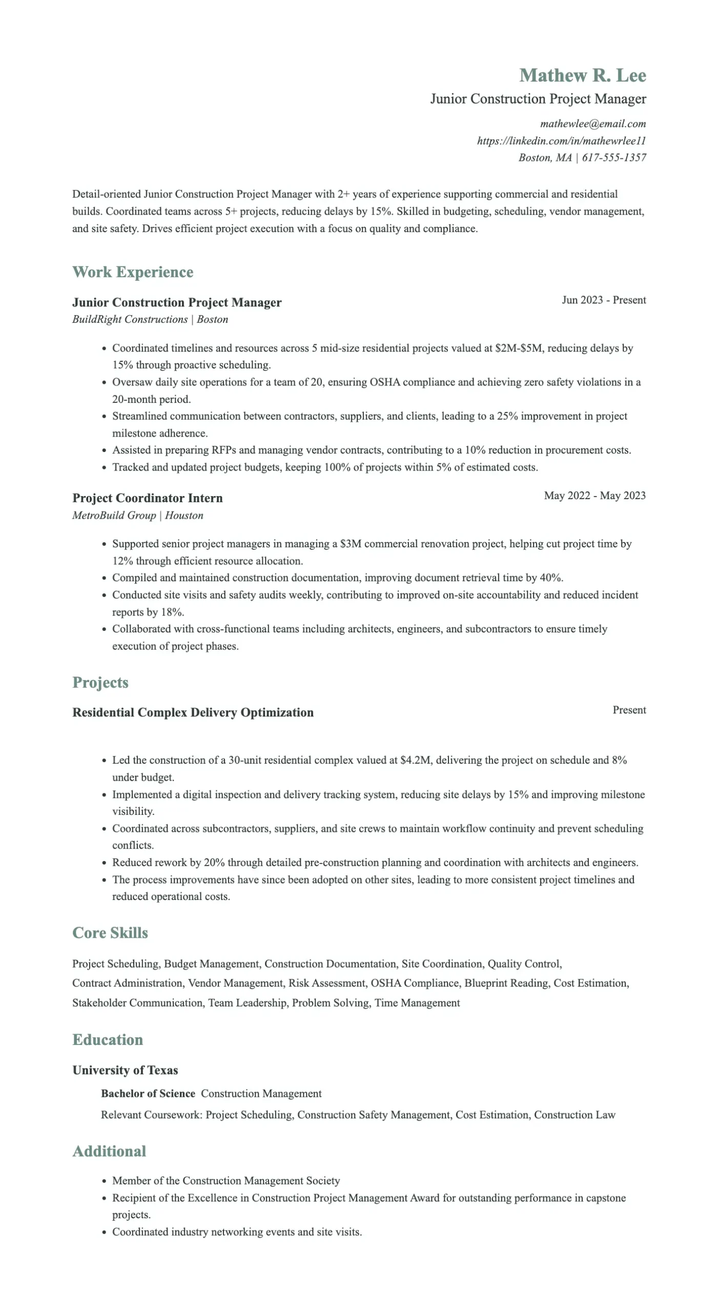 Example Resume Project Manager Resume Example