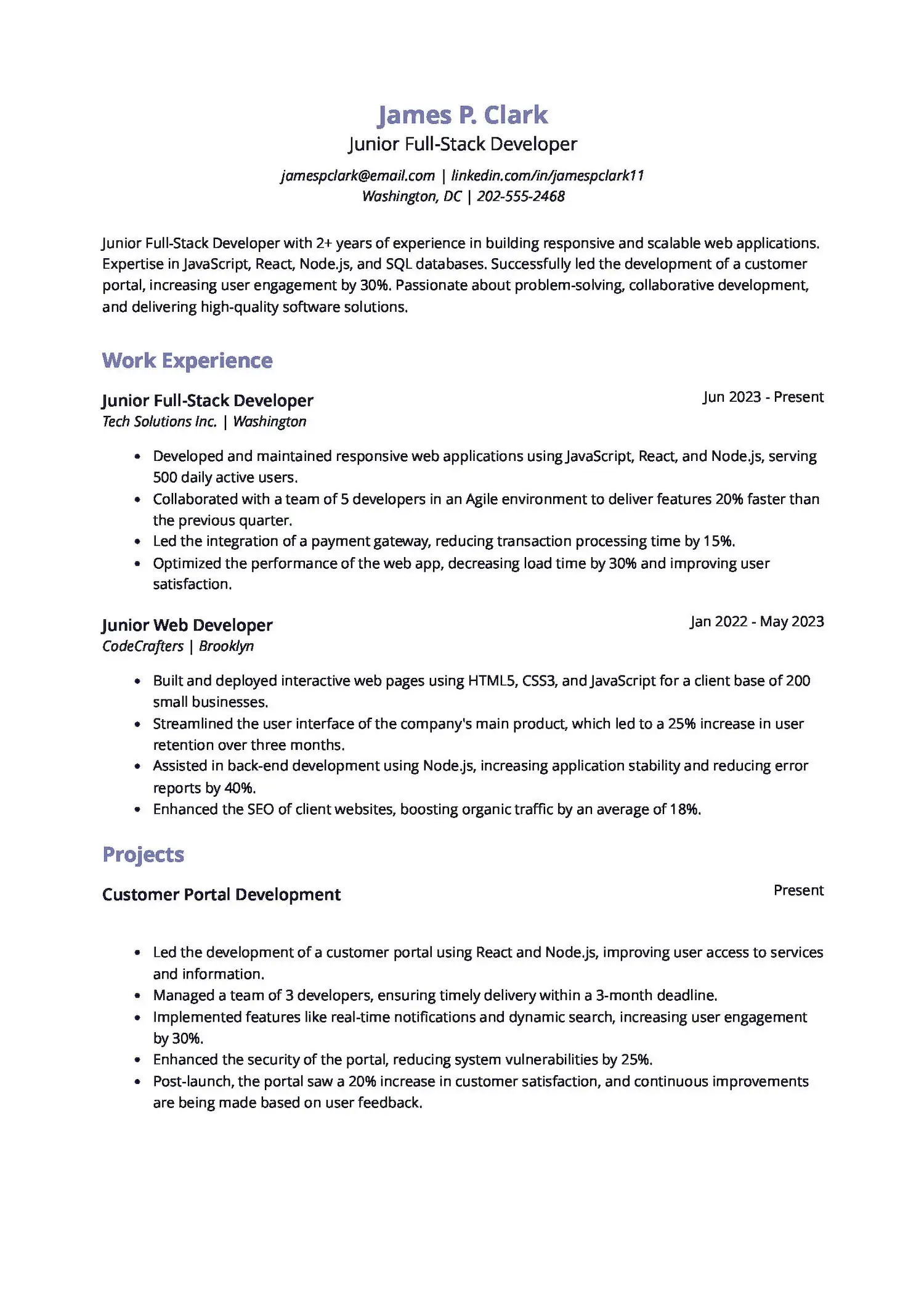 Best Full-Stack Developer Resume Examples & Tips 2025