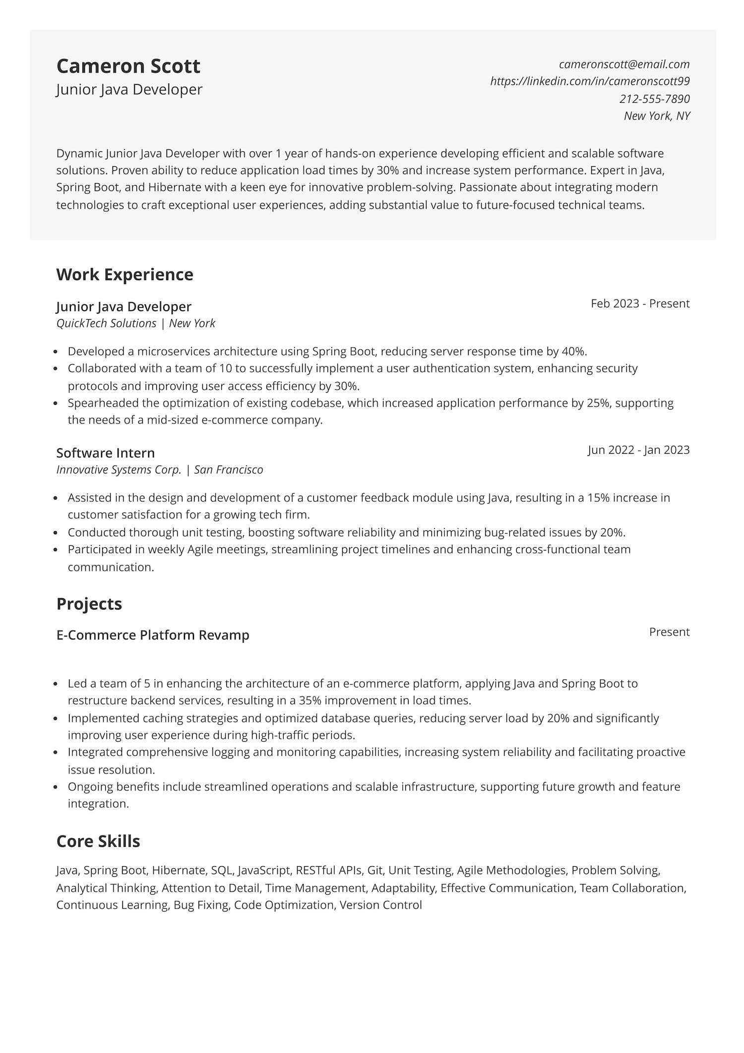 Java Developer Resume Tips & Examples