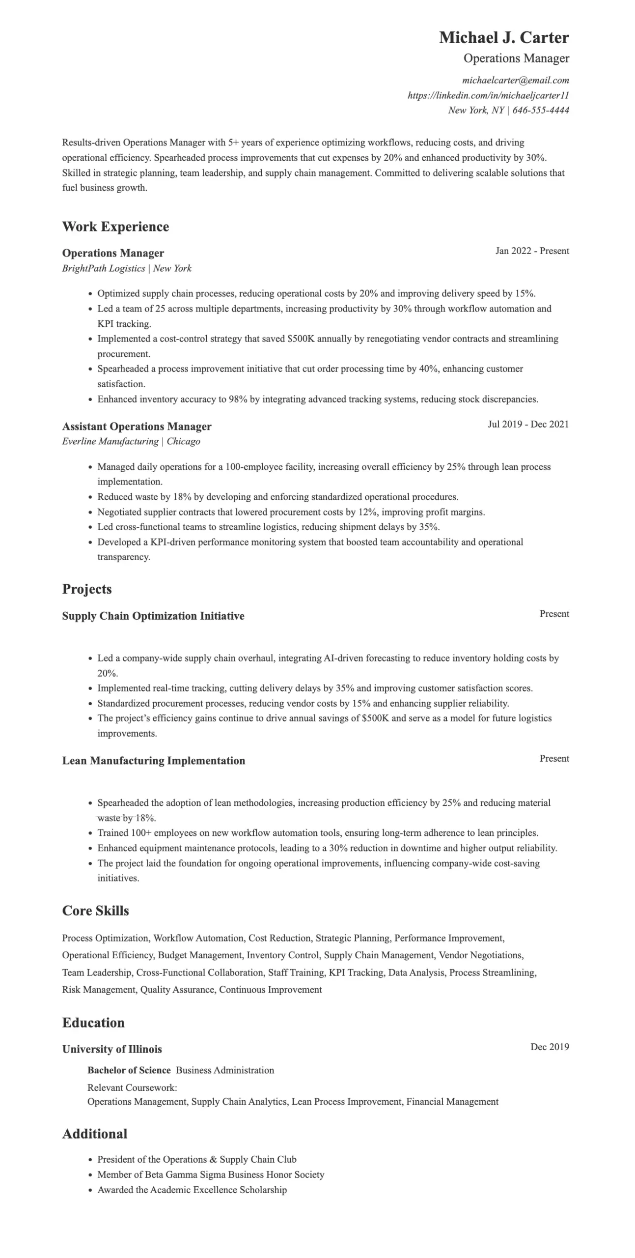 Operations Manager Resume Examples & Expert Tips 2025