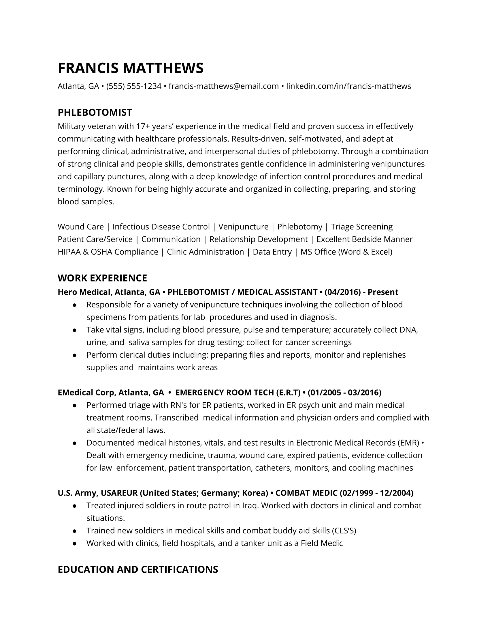 Healthcare Resume Examples Skills And Keywords