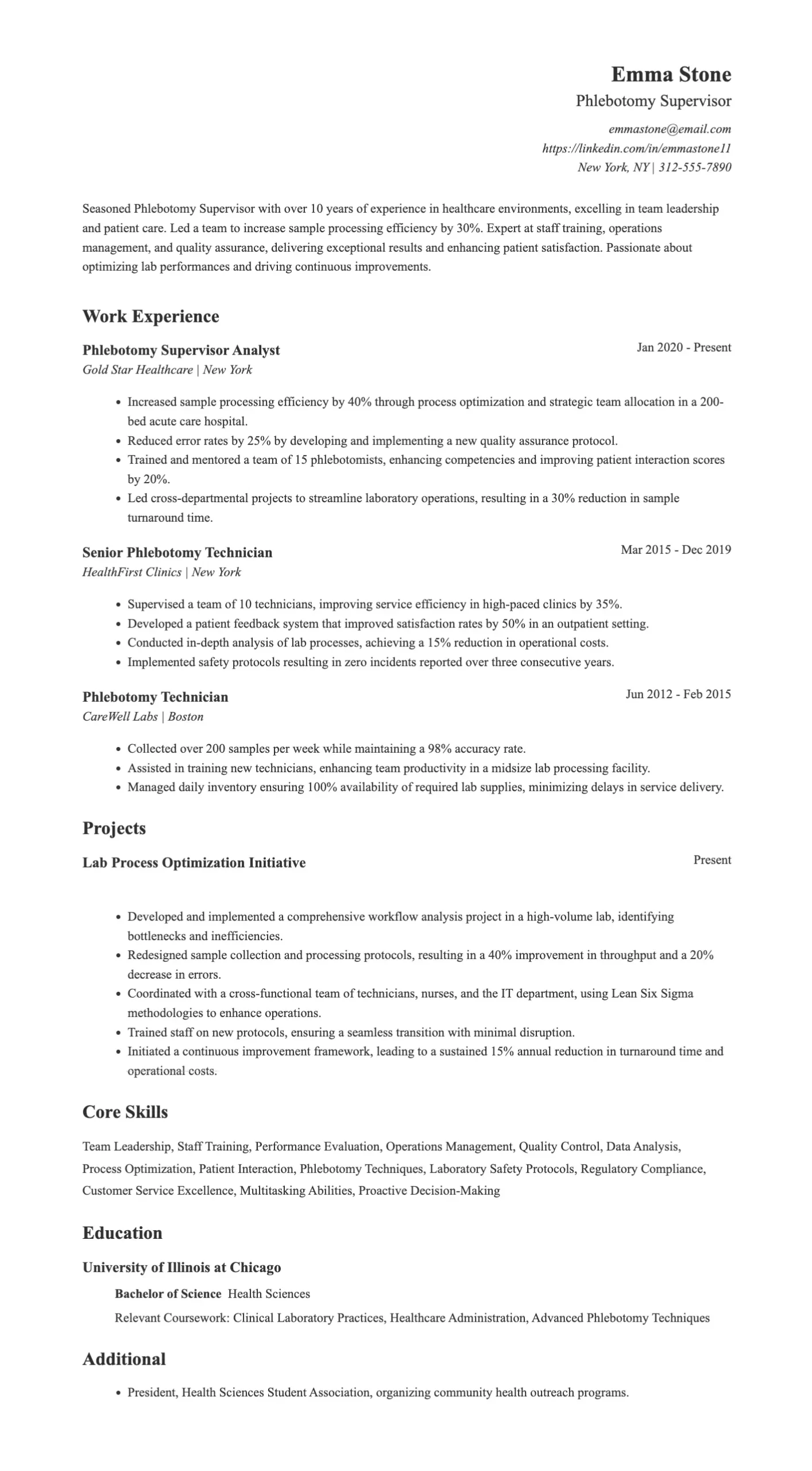 Phlebotomist Resume Examples & Tips for 2025