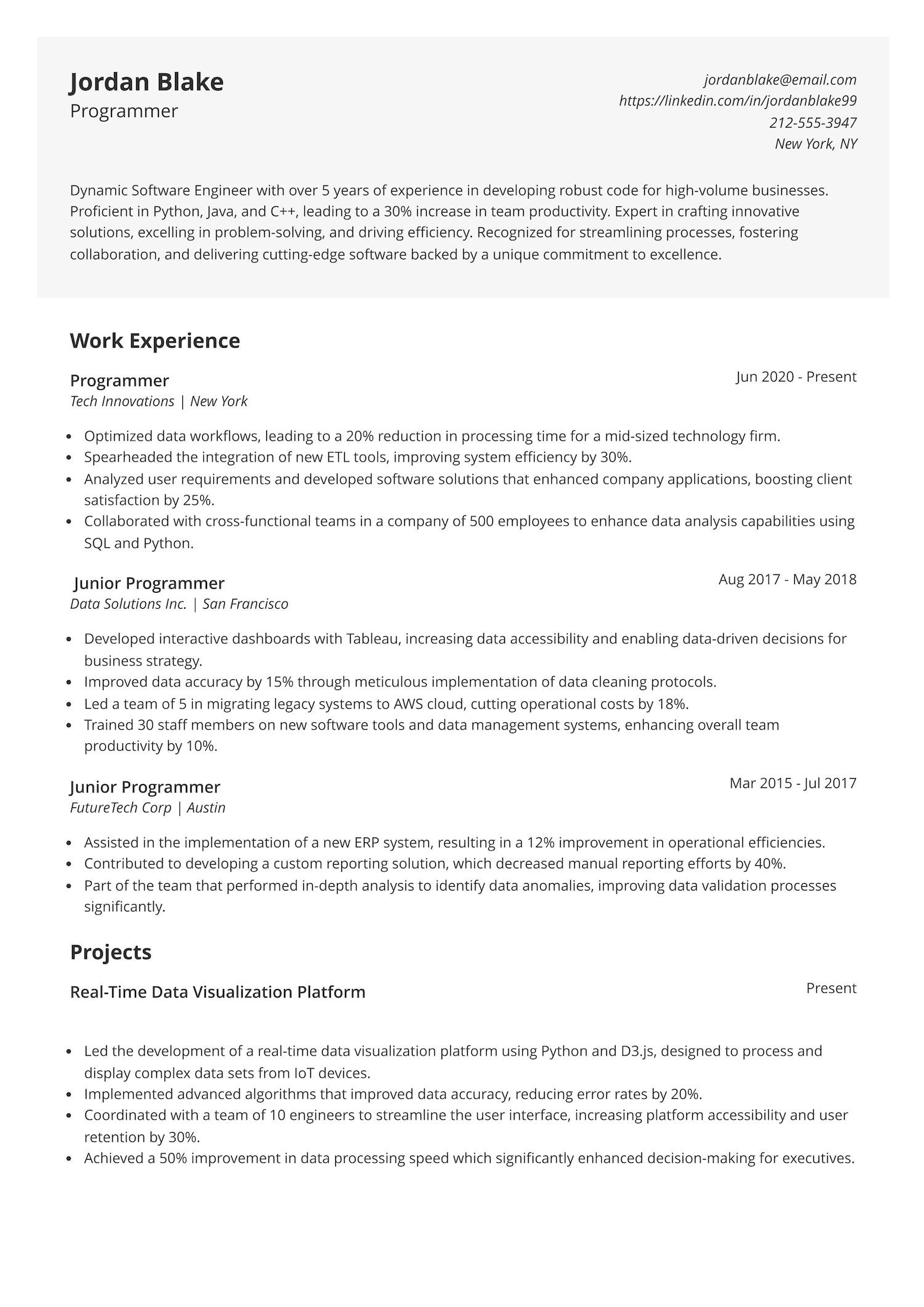 Programmer Resume Examples & Tips for 2025