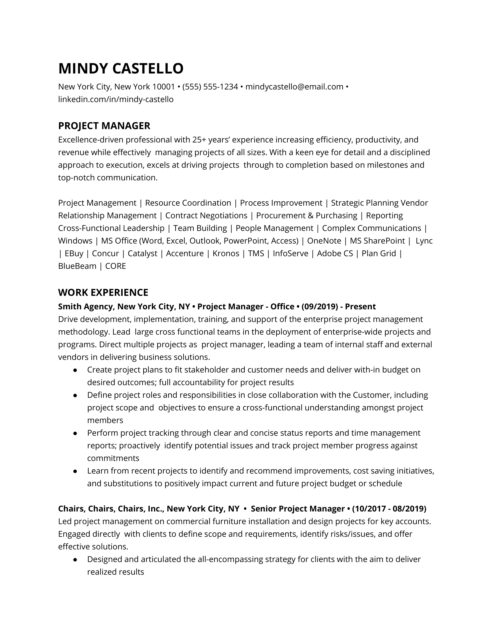 Project Management Resume Examples Skills And Keywords Jobscan