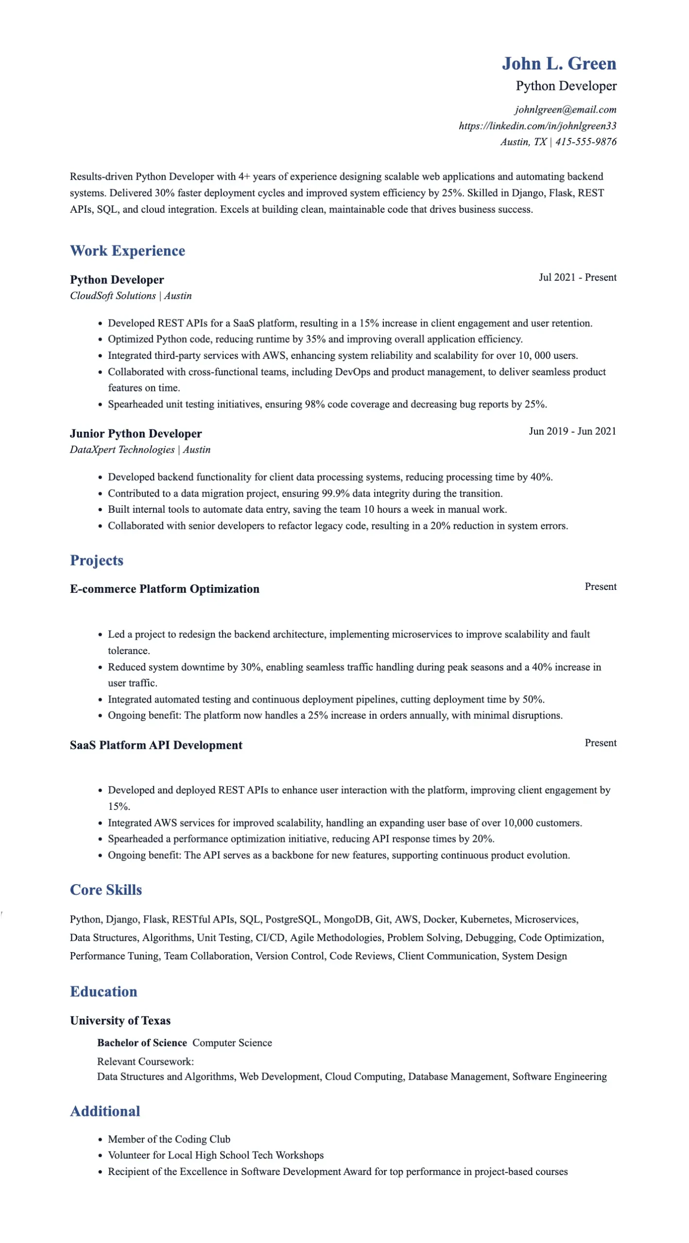 Best Python Developer Resume Examples & Tips 2025