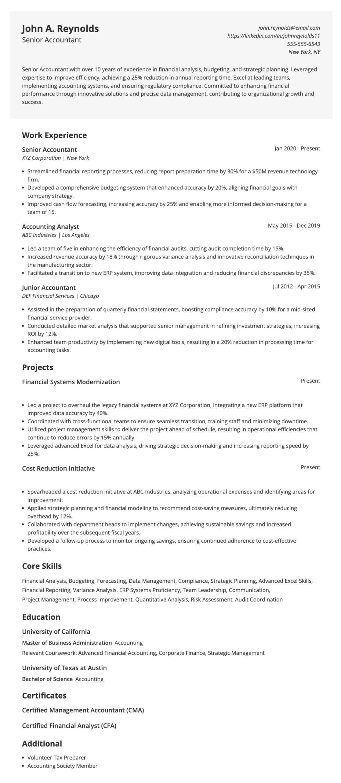 Accountant Resume Tips & Examples