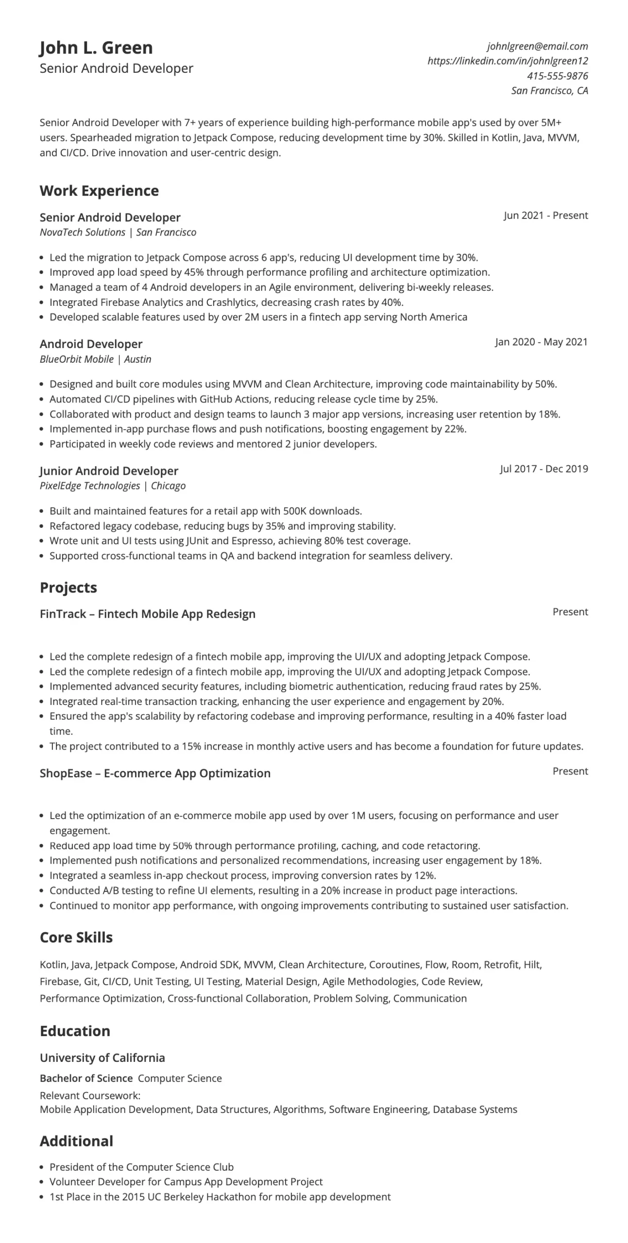 Best Android Developer Resume Examples & Tips for 2025