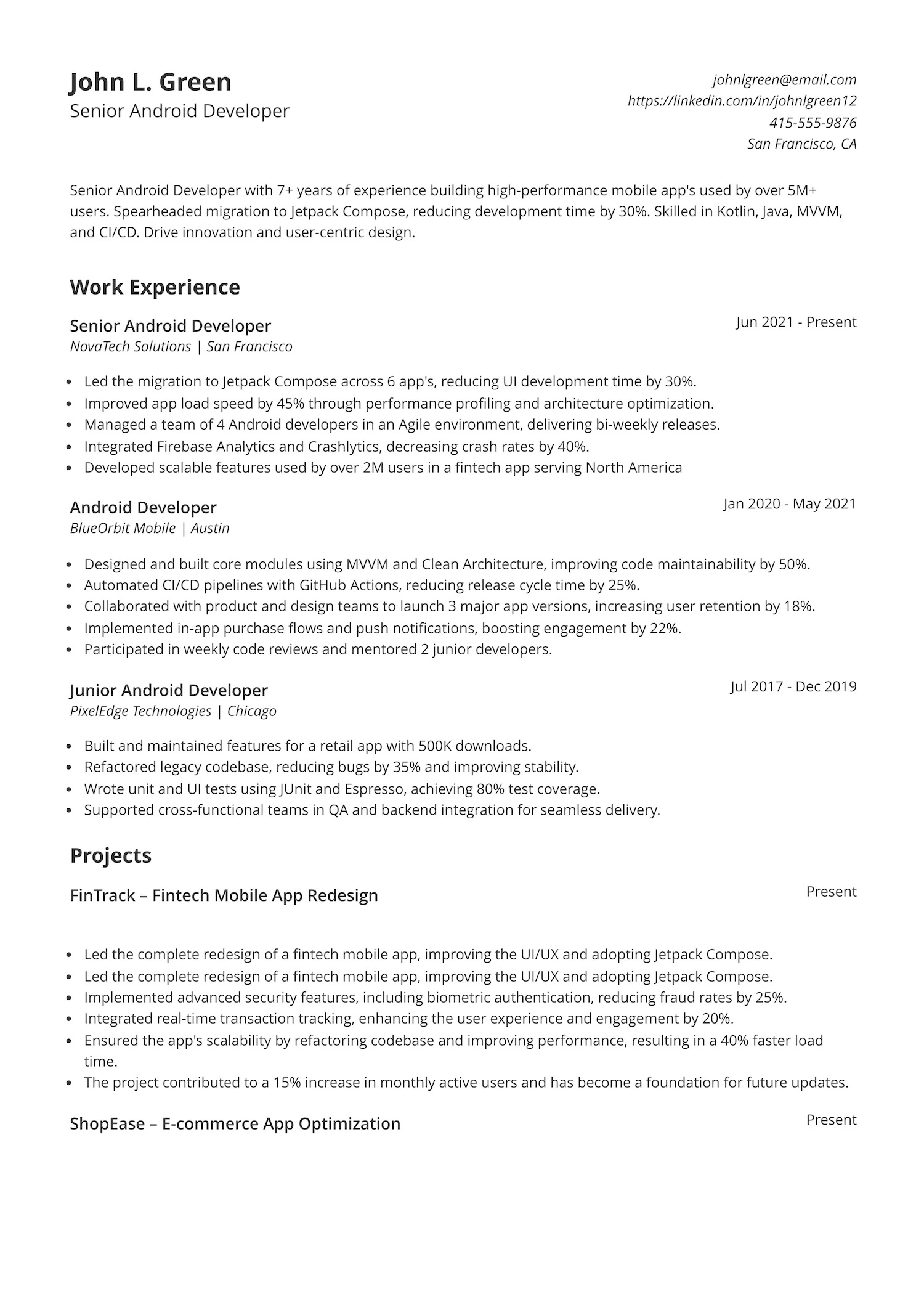 Best Android Developer Resume Examples & Tips for 2025