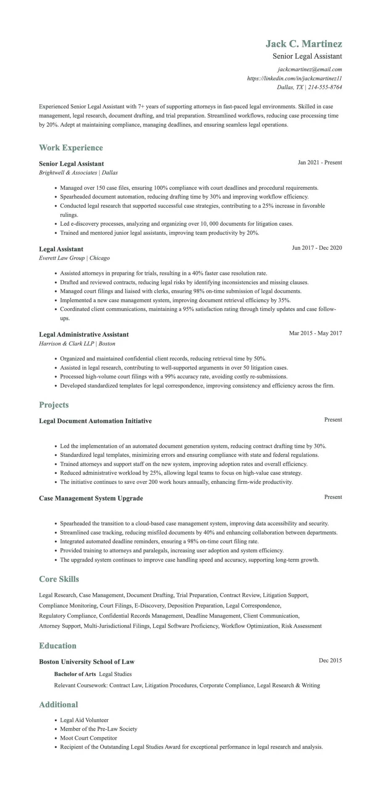Best Legal Assistant Resume Examples & Tips for 2025