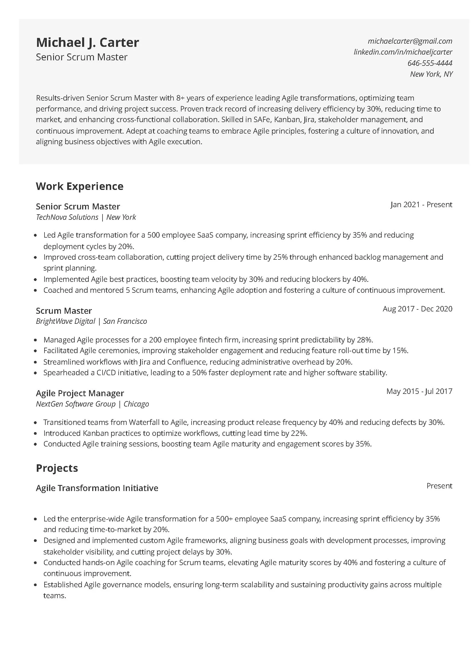 Best Scrum Master Resume Examples & Expert Tips 2025