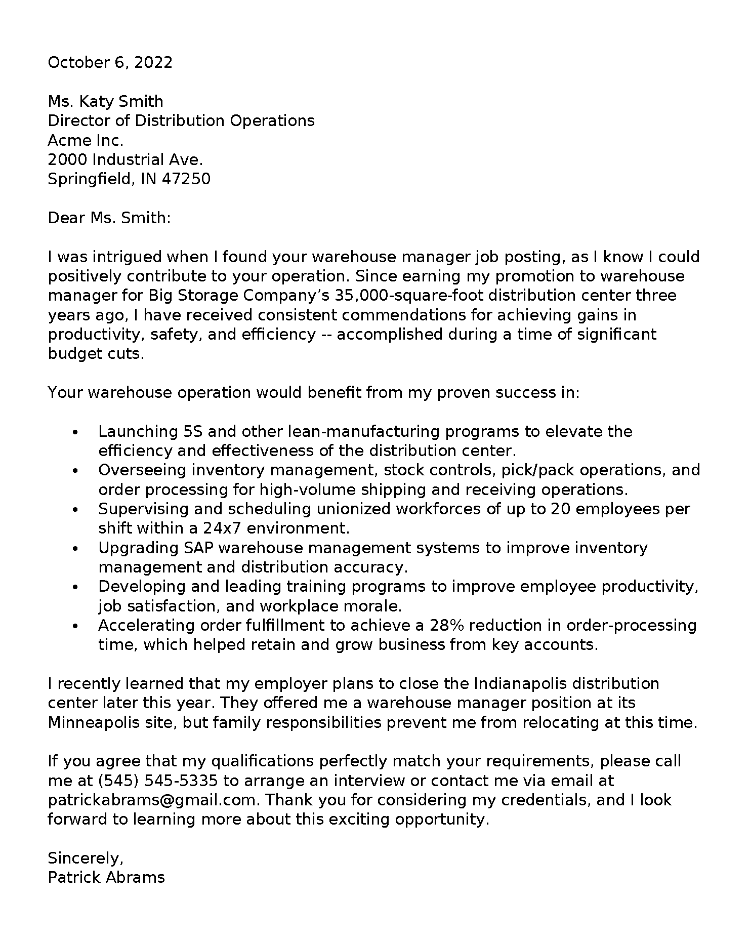 Job Application Letter Sample Format
