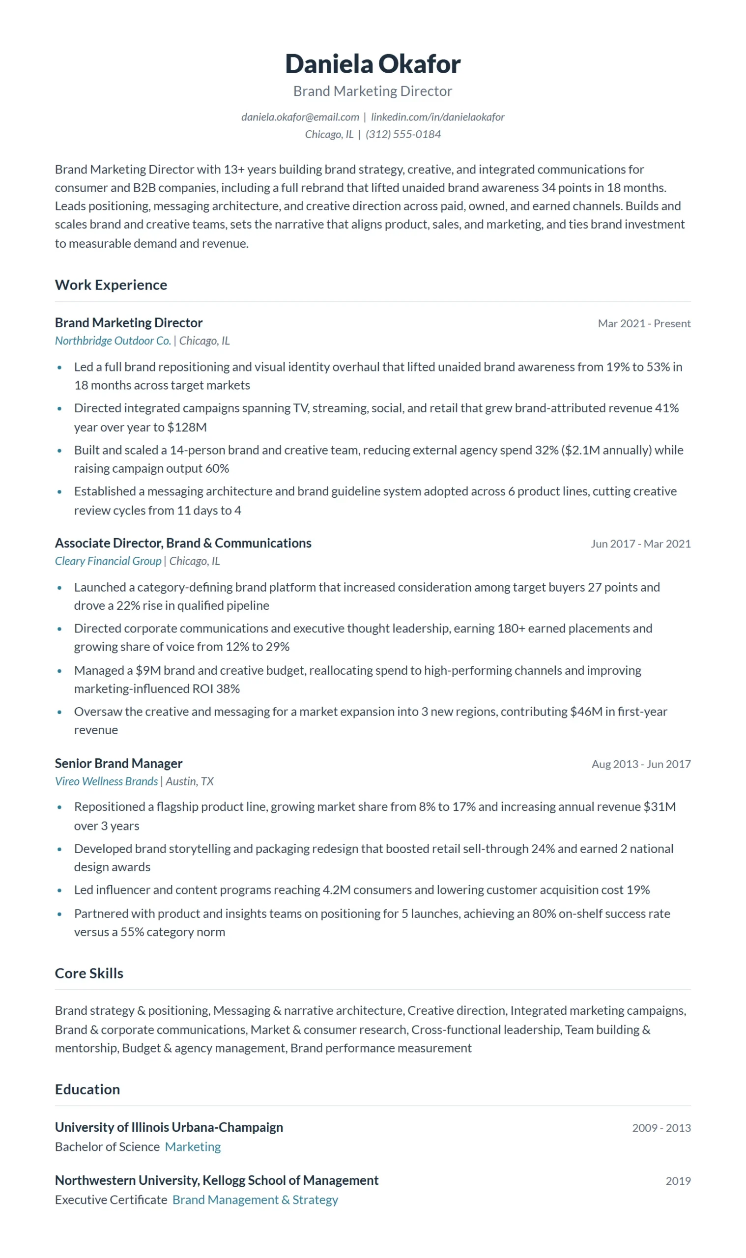 Best Marketing Director Resume Examples for 2026