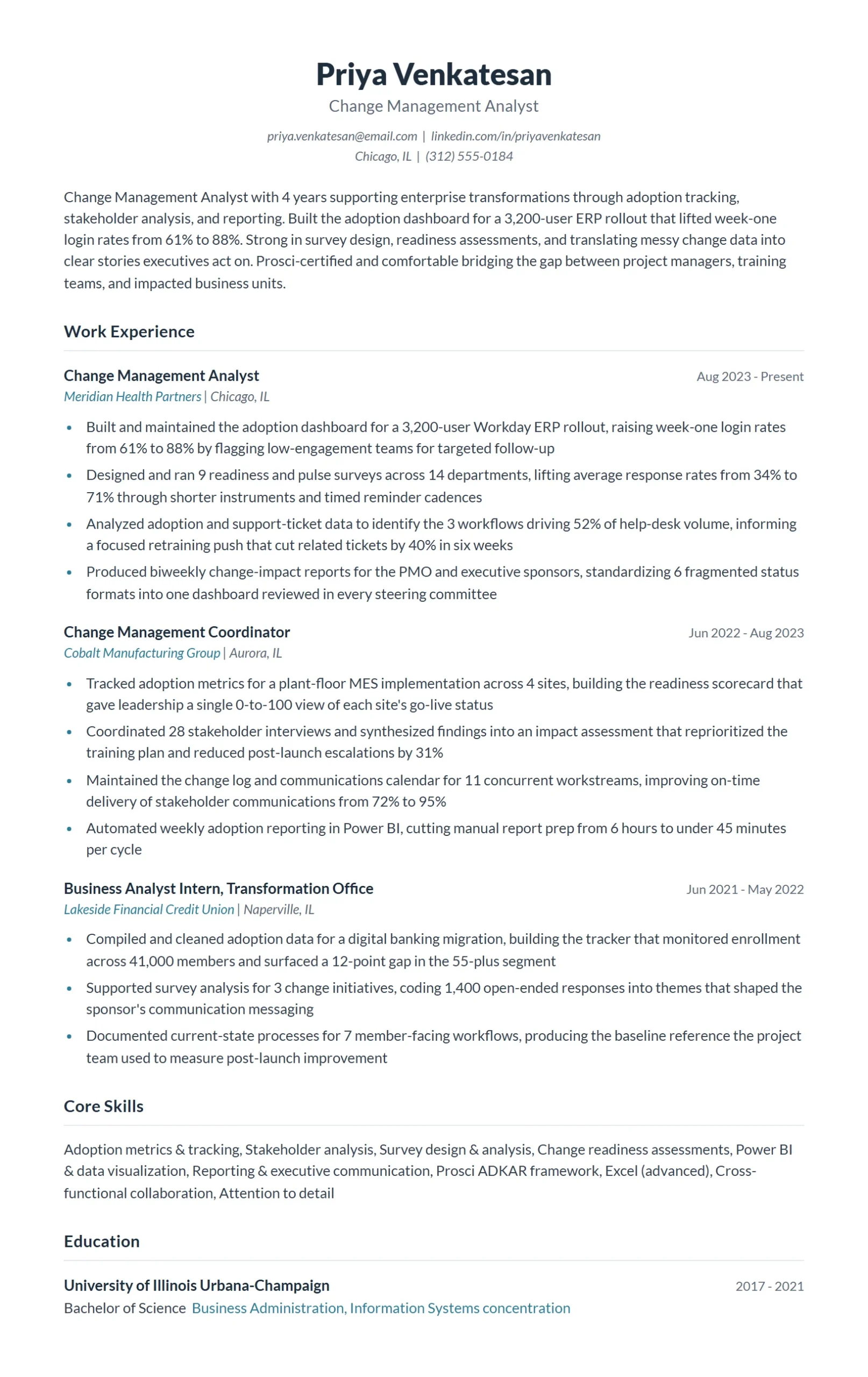 Best Change Management Resume Examples for 2026