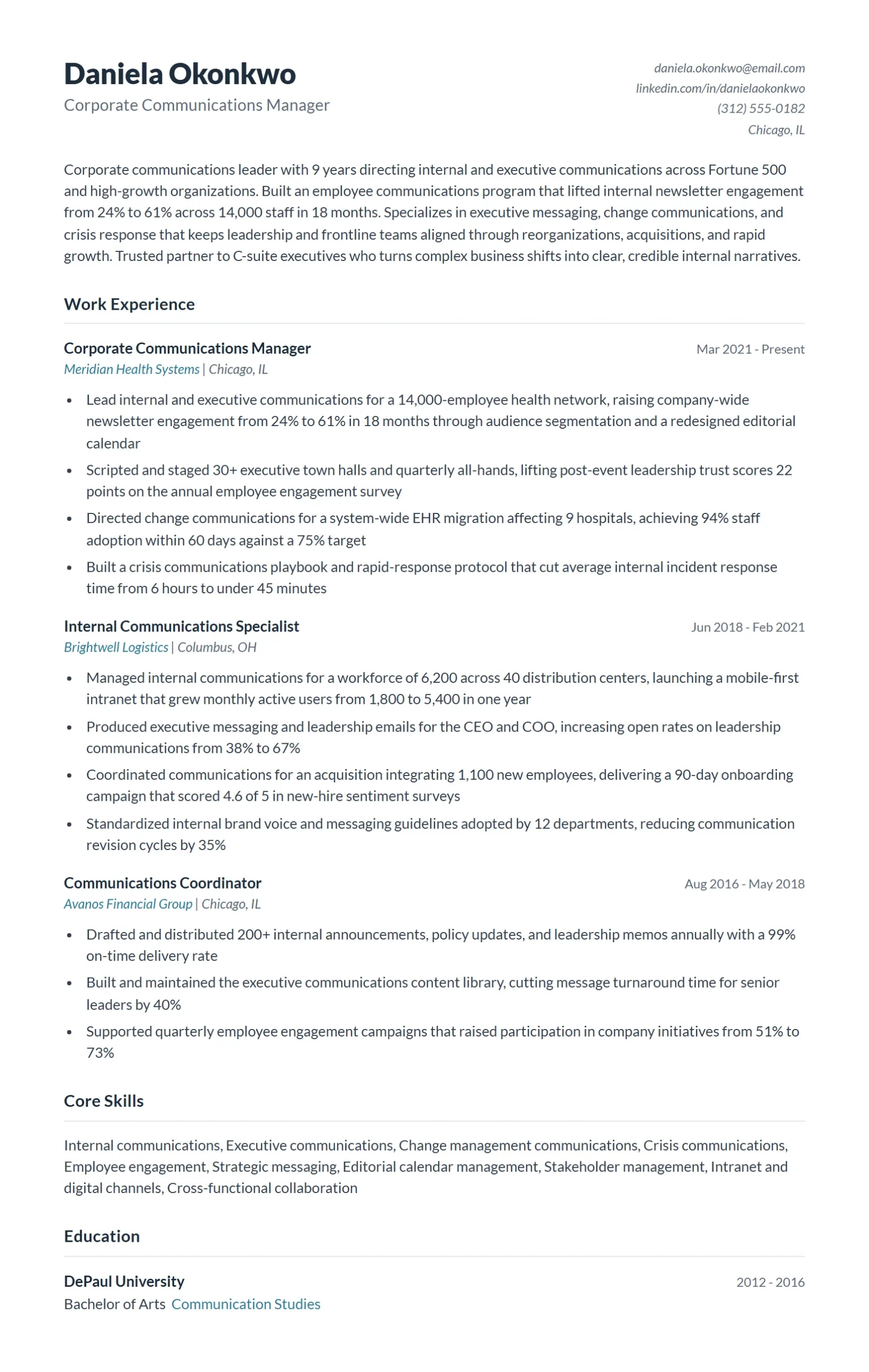 Best Communications Resume Examples for 2026
