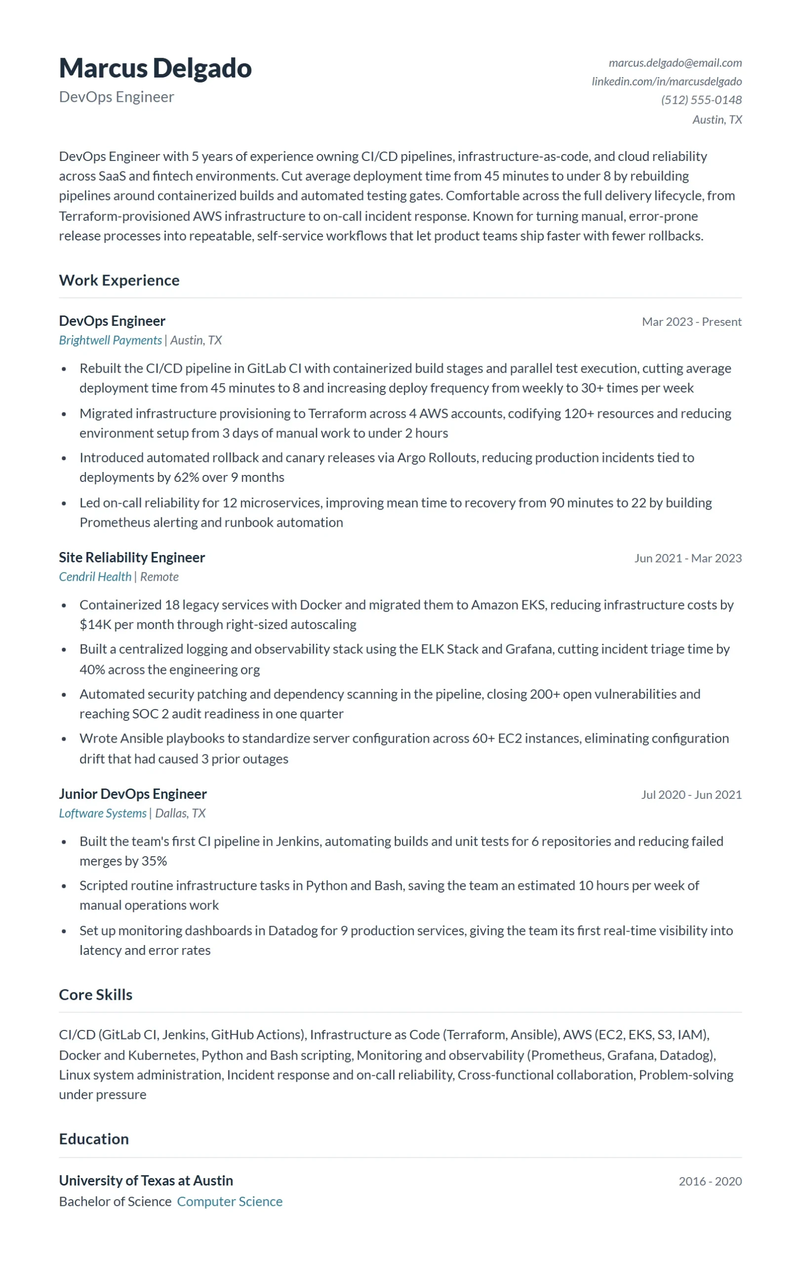 Best DevOps Resume Examples for 2026