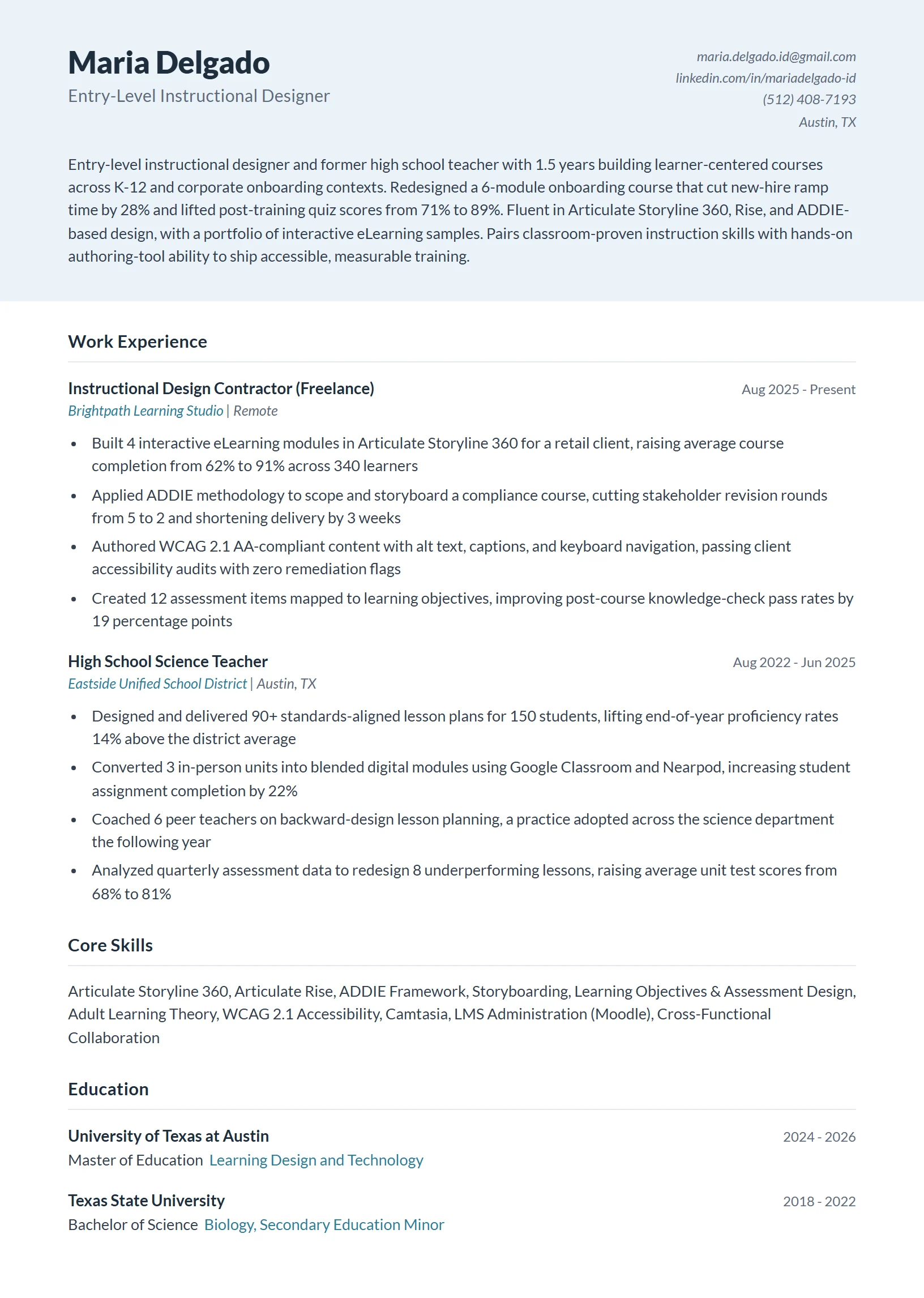 Best Instructional Designer Resume Examples for 2026