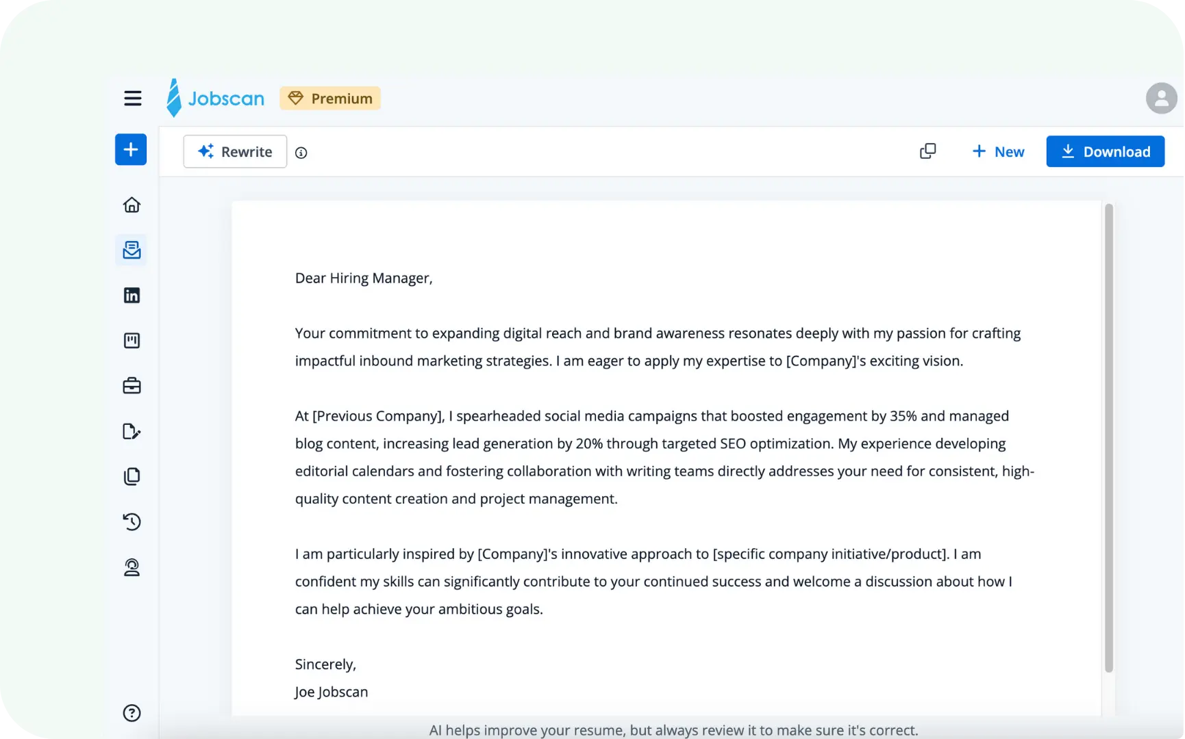Jobscan AI Cover Letter: One-Click to Your Next Interview