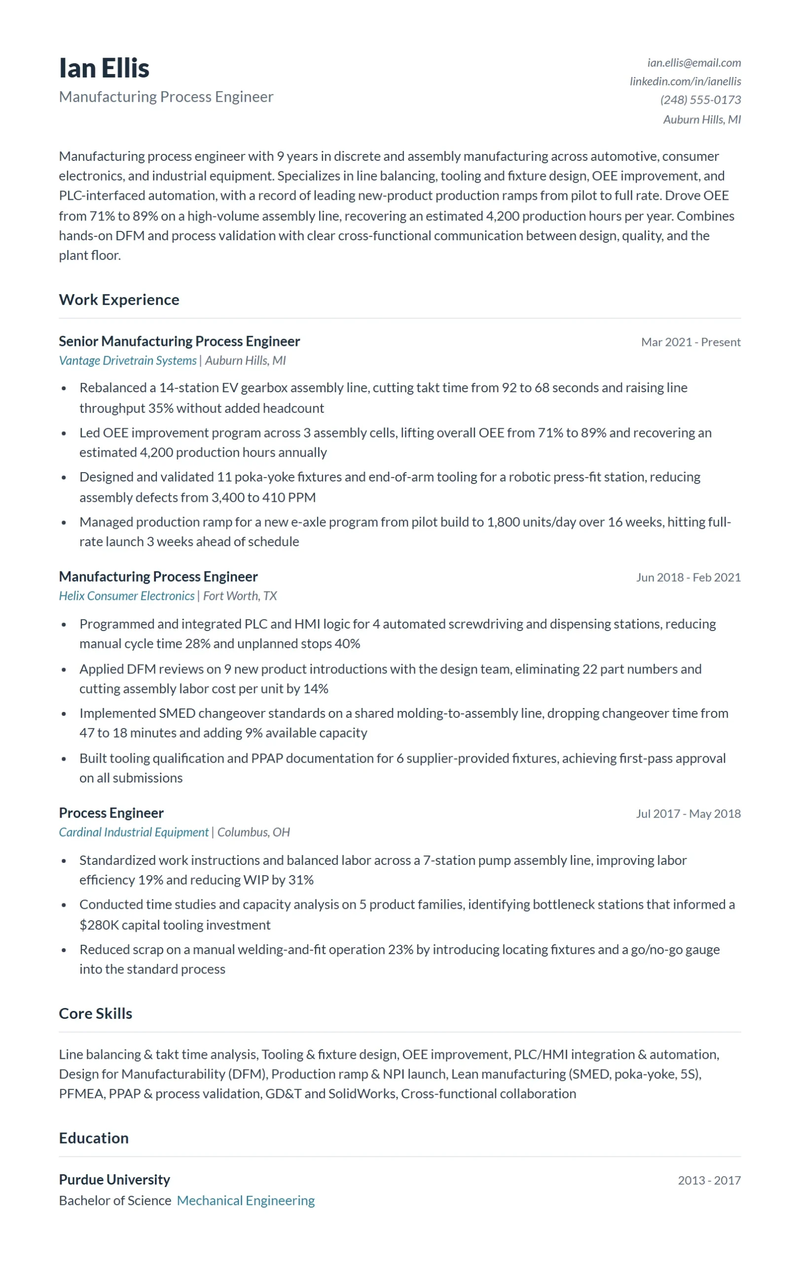 Best Process Engineer Resume Examples for 2026