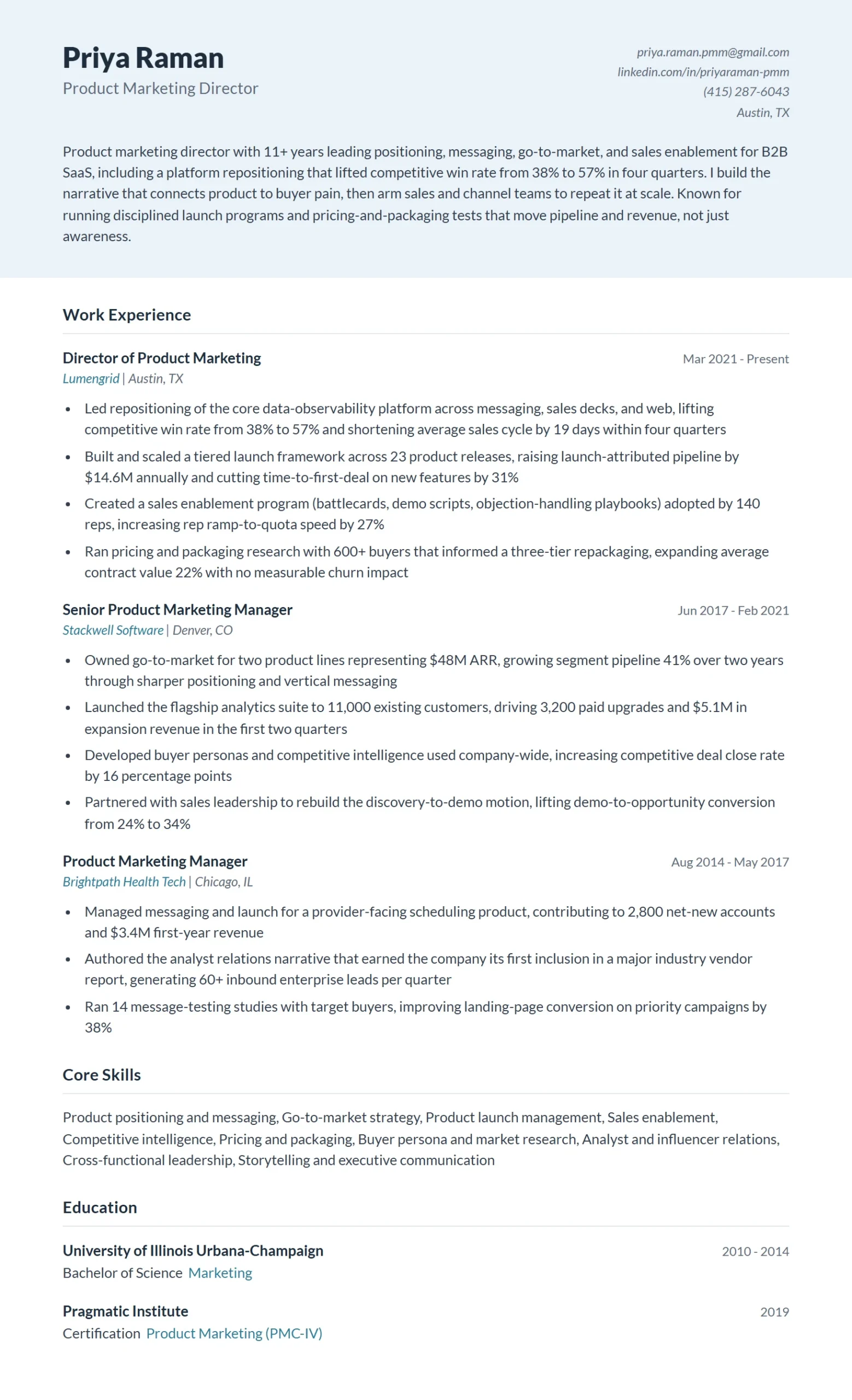Best Marketing Director Resume Examples for 2026