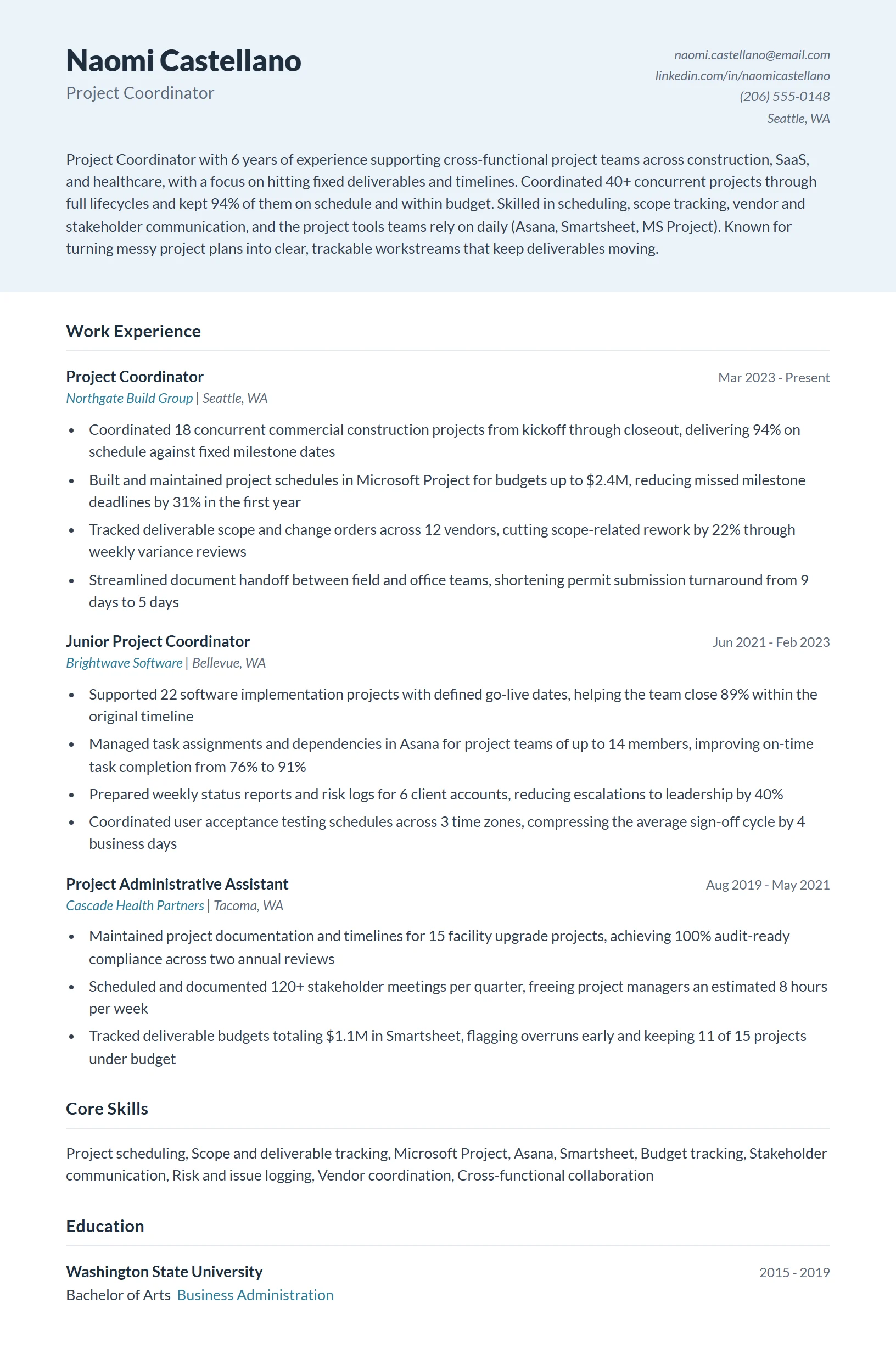 Best Program Coordinator Resume Examples for 2026