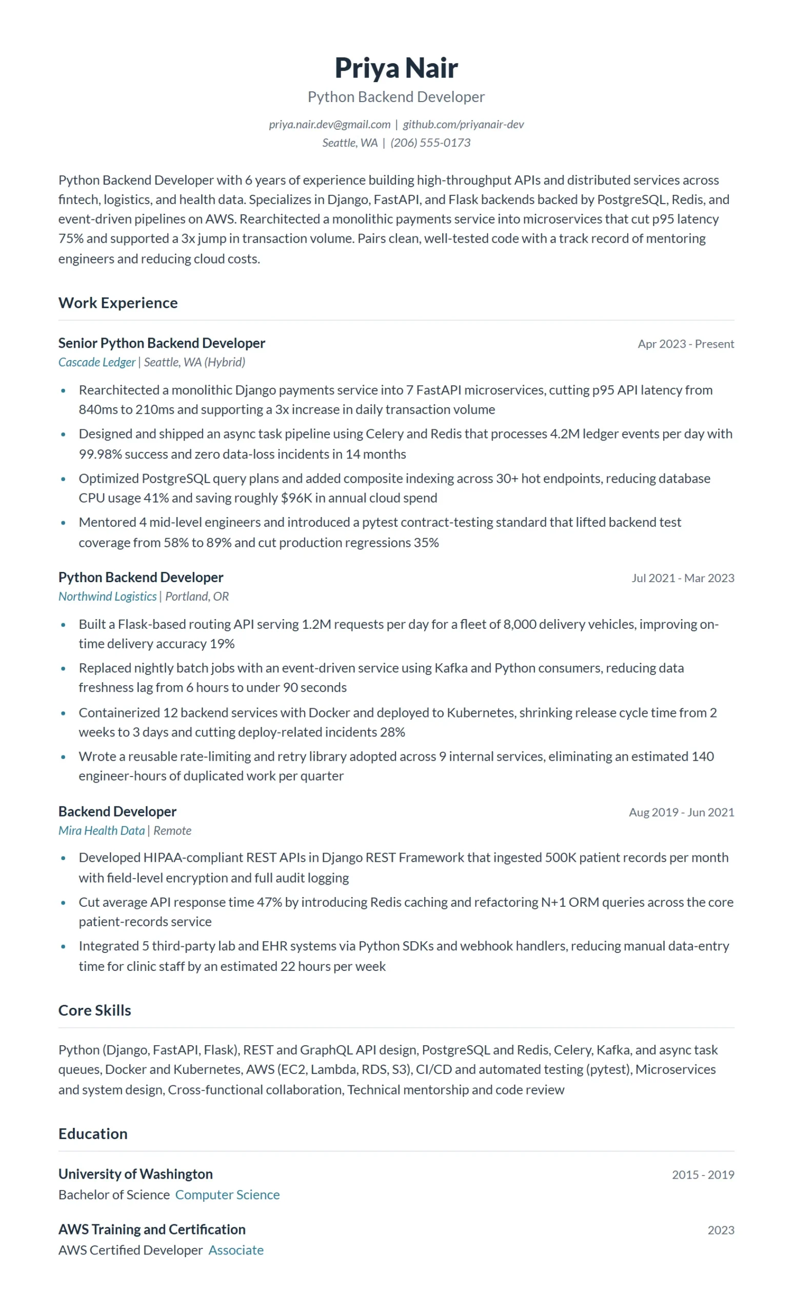 Best Backend Developer Resume Examples for 2026