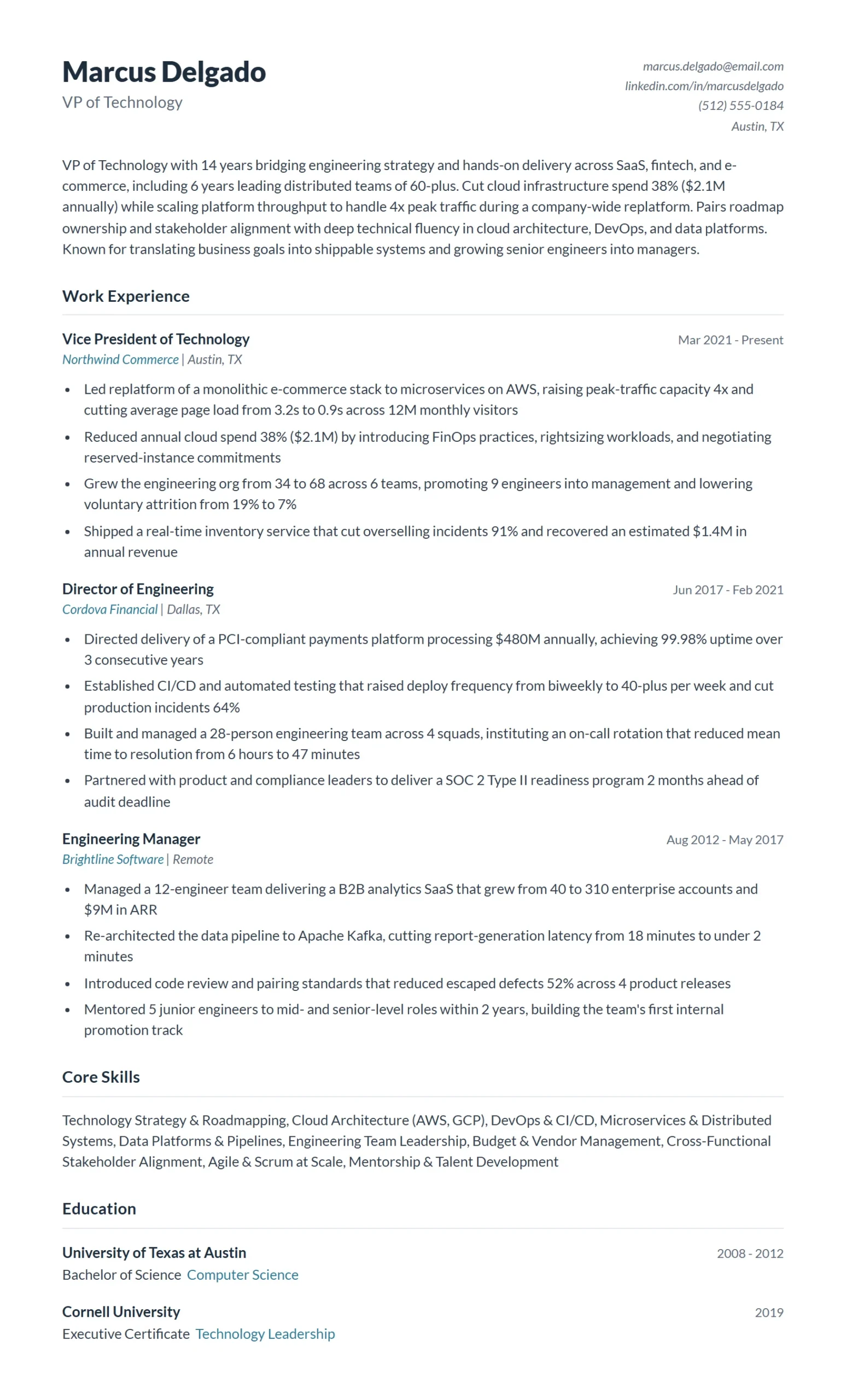 Best Chief Technology Officer Resume Examples for 2026