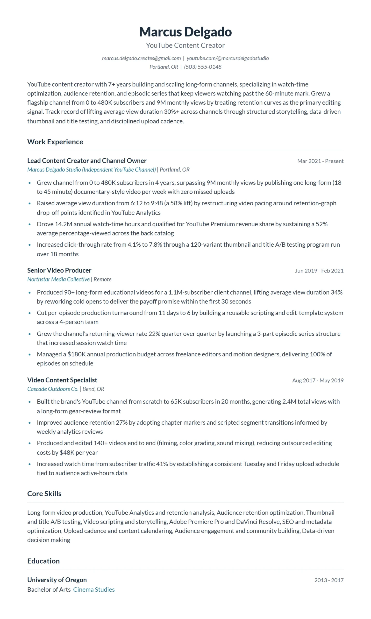 Best Content Creator Resume Examples for 2026